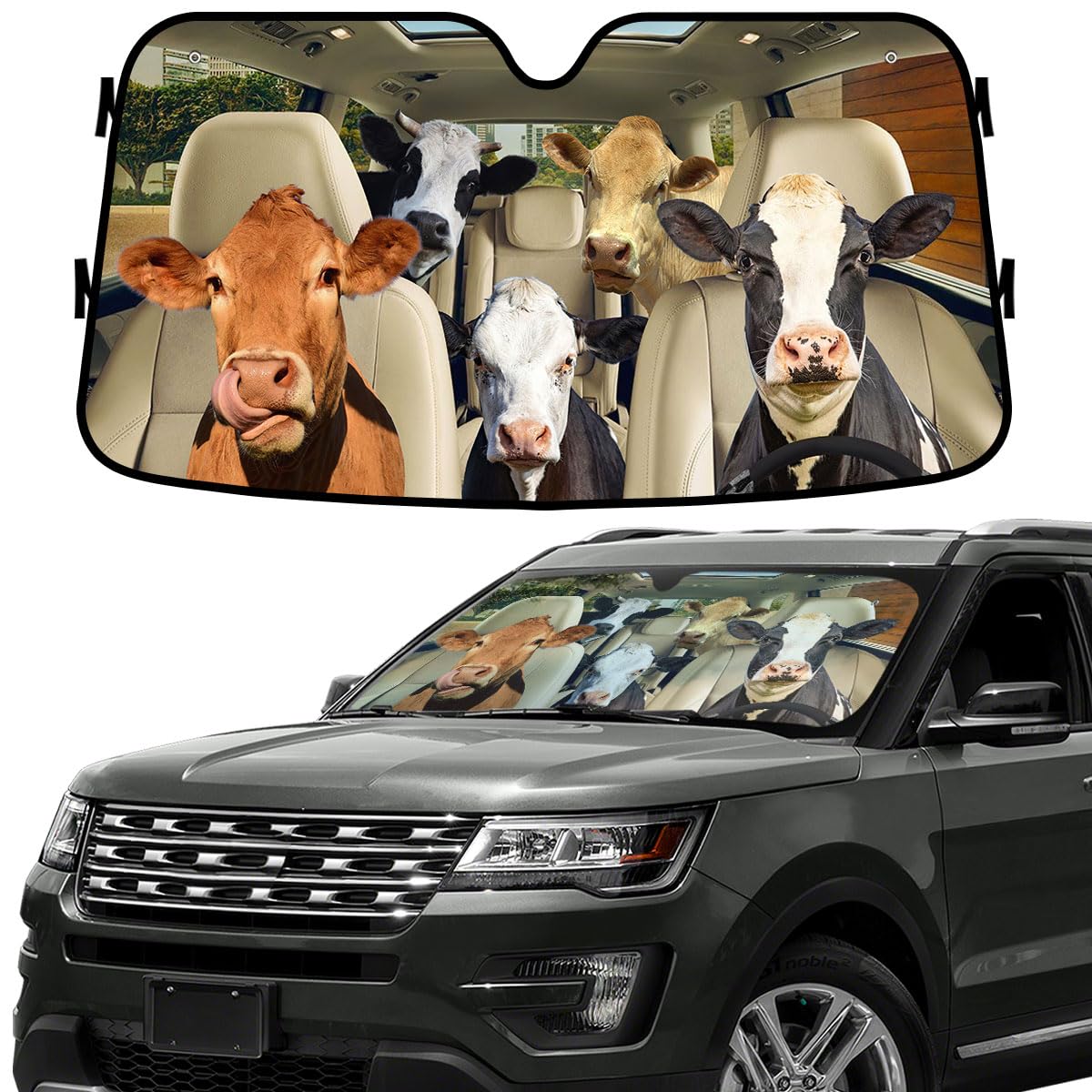 Amazon.com: GENANY Cute Cow Family Funny Windshield Sun Shade for Car SUV Truck (55x30 Inches ...