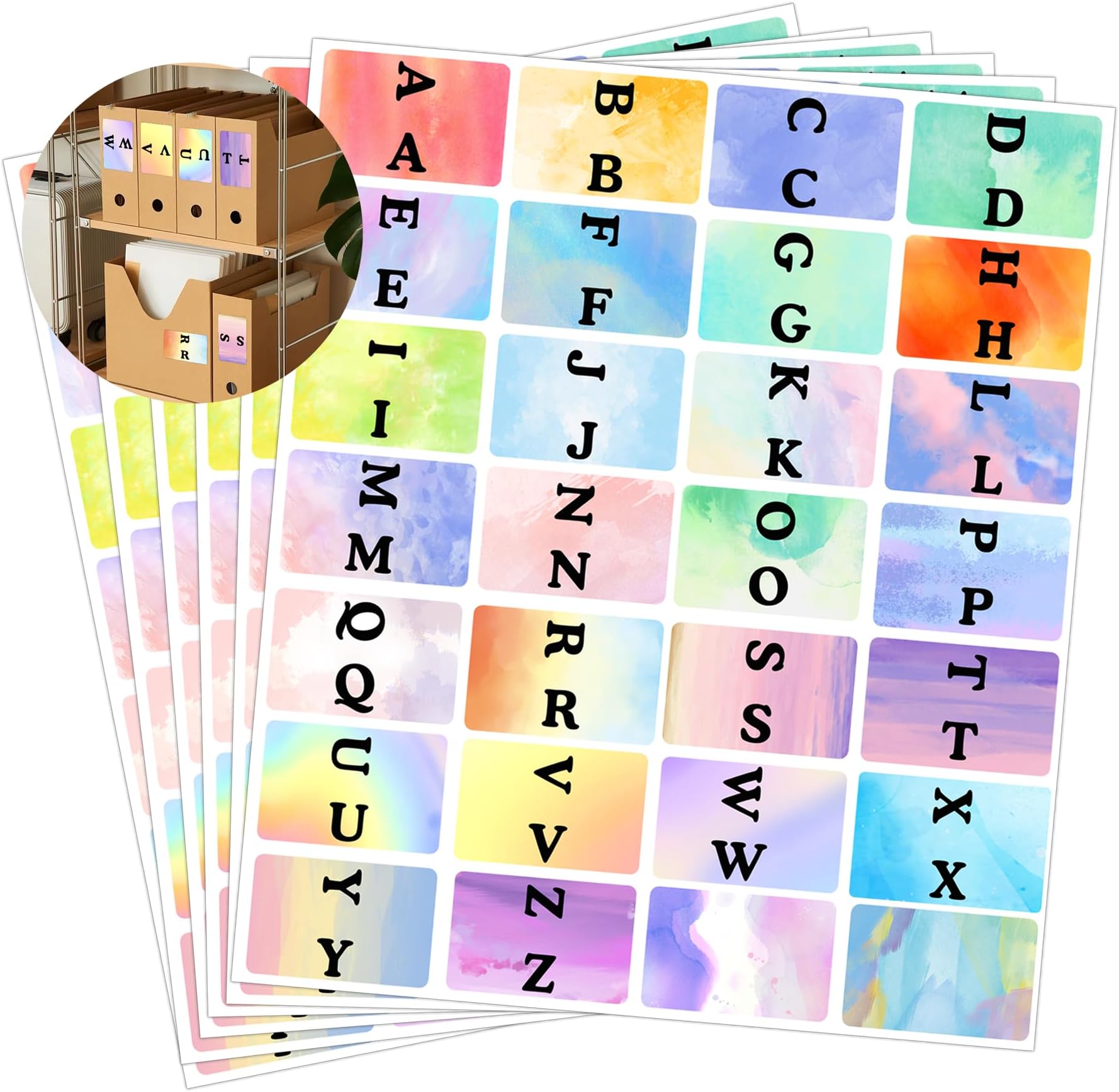 Amazon.com : A to Z 26 Letters Index File Folder Labels,Color Coded A ...