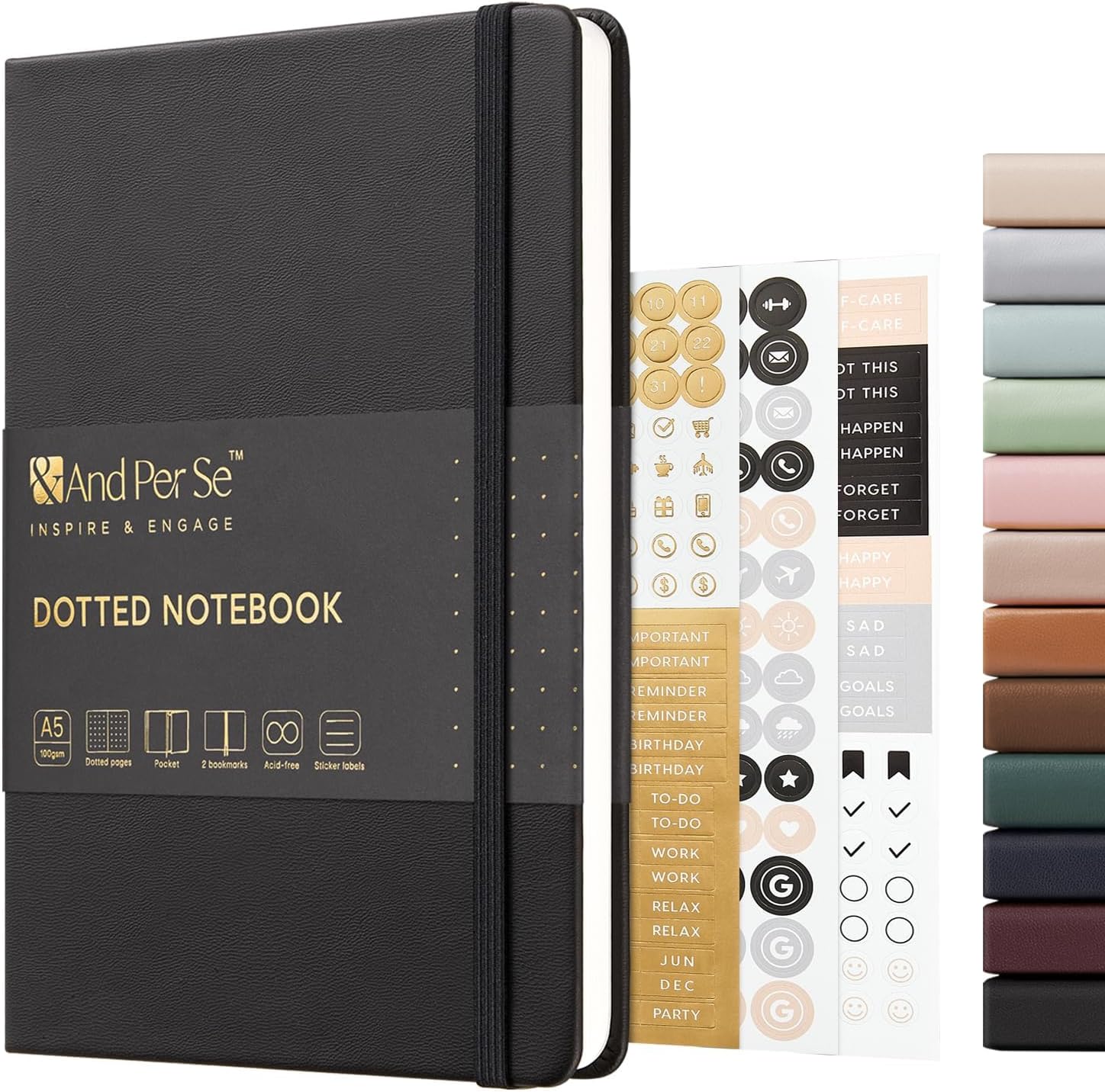 Amazon.com : &And Per Se Dotted Journal Notebook, A5 Hardcover Leather ...