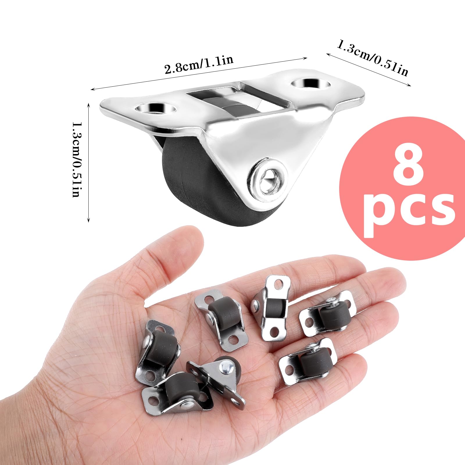 Snapklik.com : 8 Pcs Little Rubber Rolling Mini Caster Wheels Low ...
