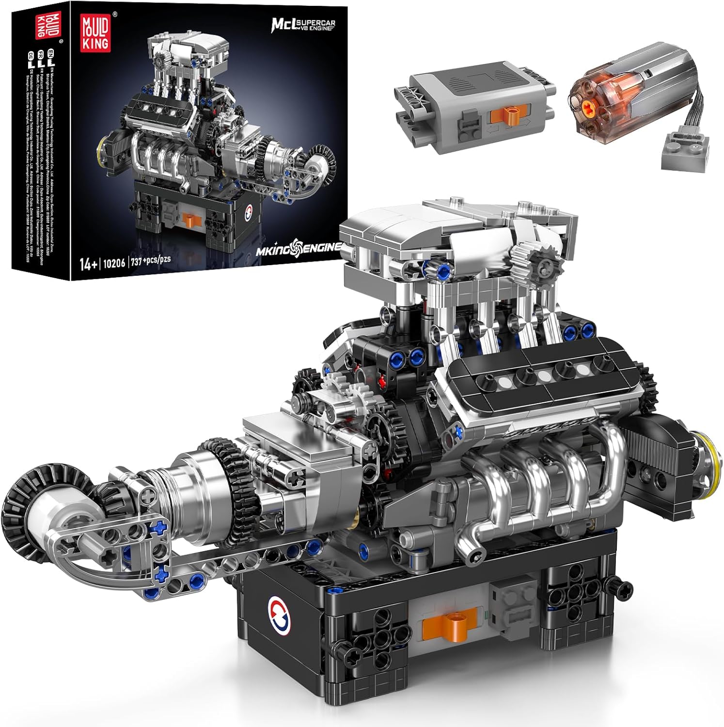 Amazon.com: Mould King V8 Engine Building Blocks Sets, V8 Engine Model ...