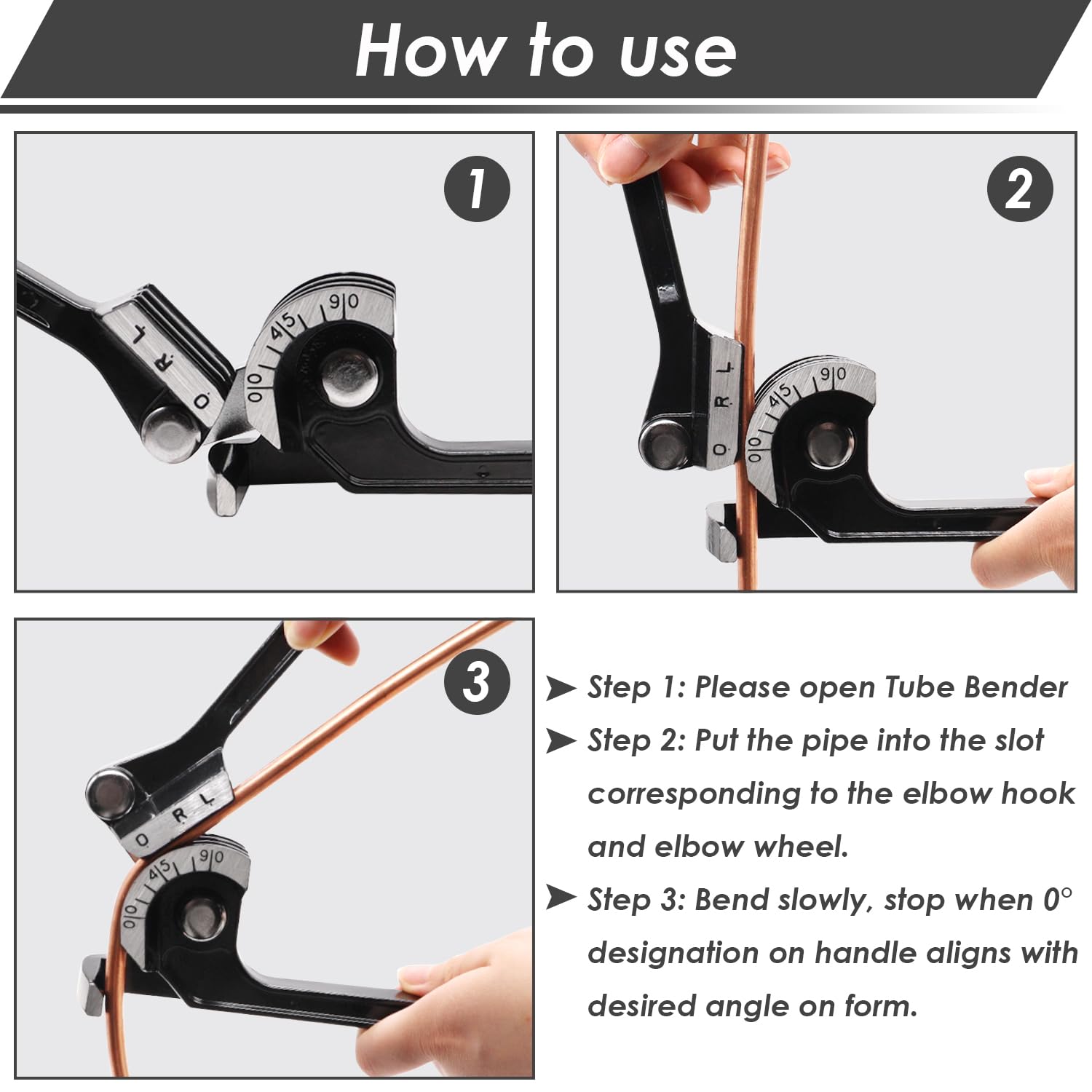 Snapklik.com : Weideer 90 Degree Tube Bender 1/4", 5/16", 3/8" 3-in-1 ...