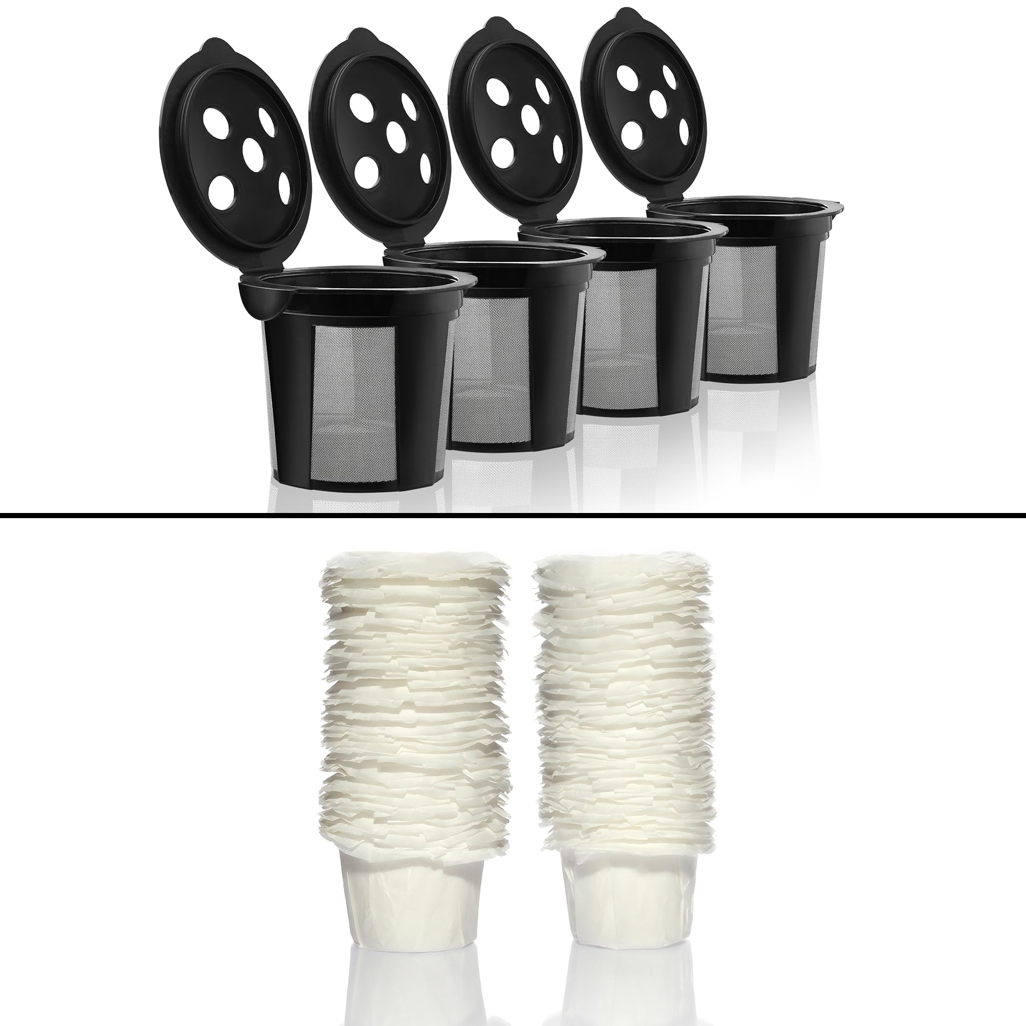 Amazon.com: 4 Reusable K Cups and 100 Disposable Paper Filters for ...