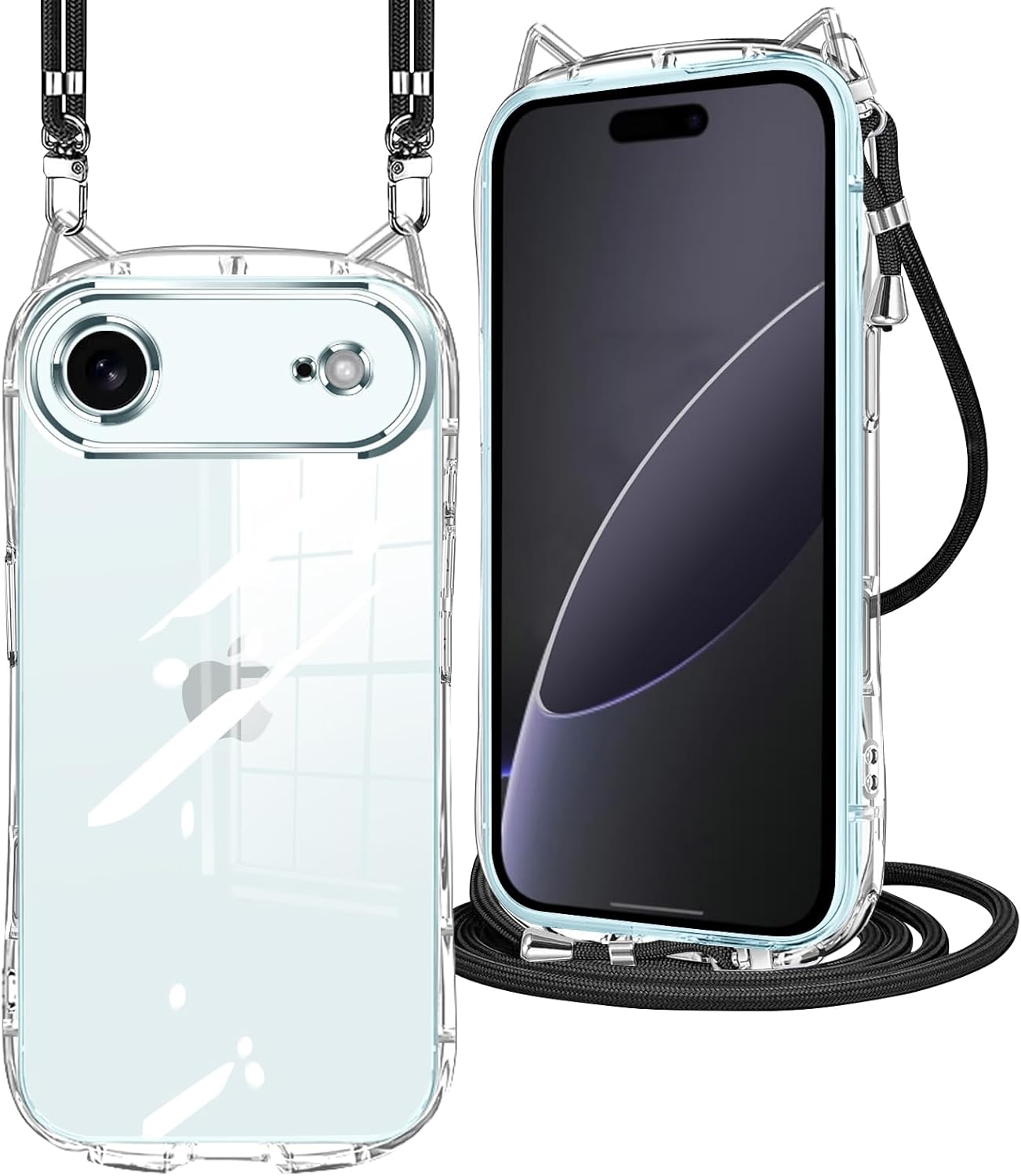 Amazon.co.jp: tuulaasii For iPhone air 用 ケース 猫耳 mimi クリア 透明 ショルダー 調節可能 ...