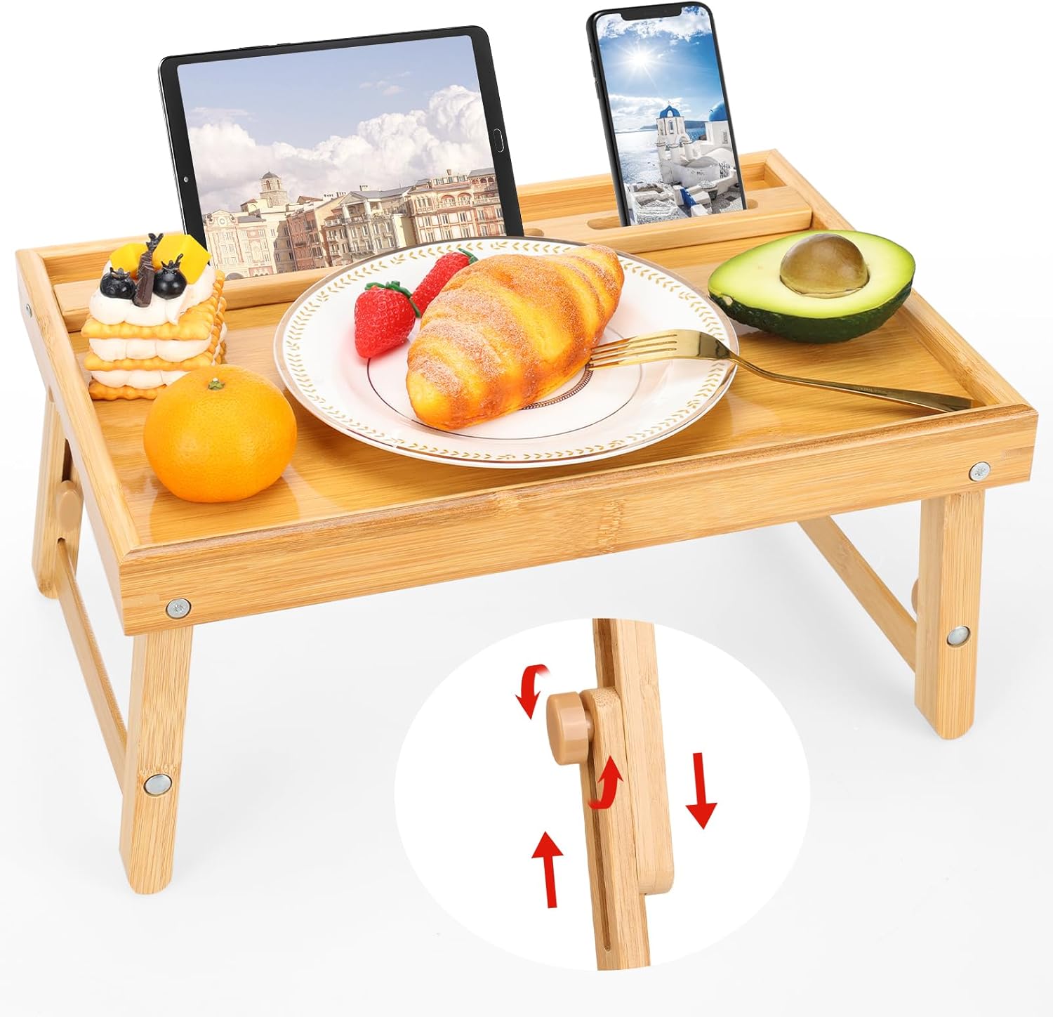 Amazon.com - Moretoes Bed Tray Table for Eating, Bamboo Breakfast Food ...