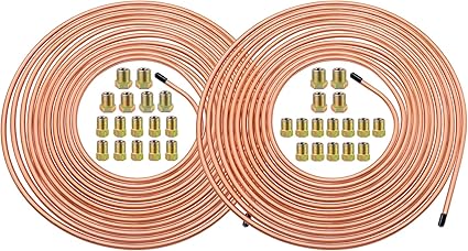 Replacement Parts 25 Ft 3/16 Copper Coated Brake Line Kit Includes 16 ...