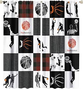 Amazon.com: Boys Sports Curtains, Basketball Window Treatments Vintage ...