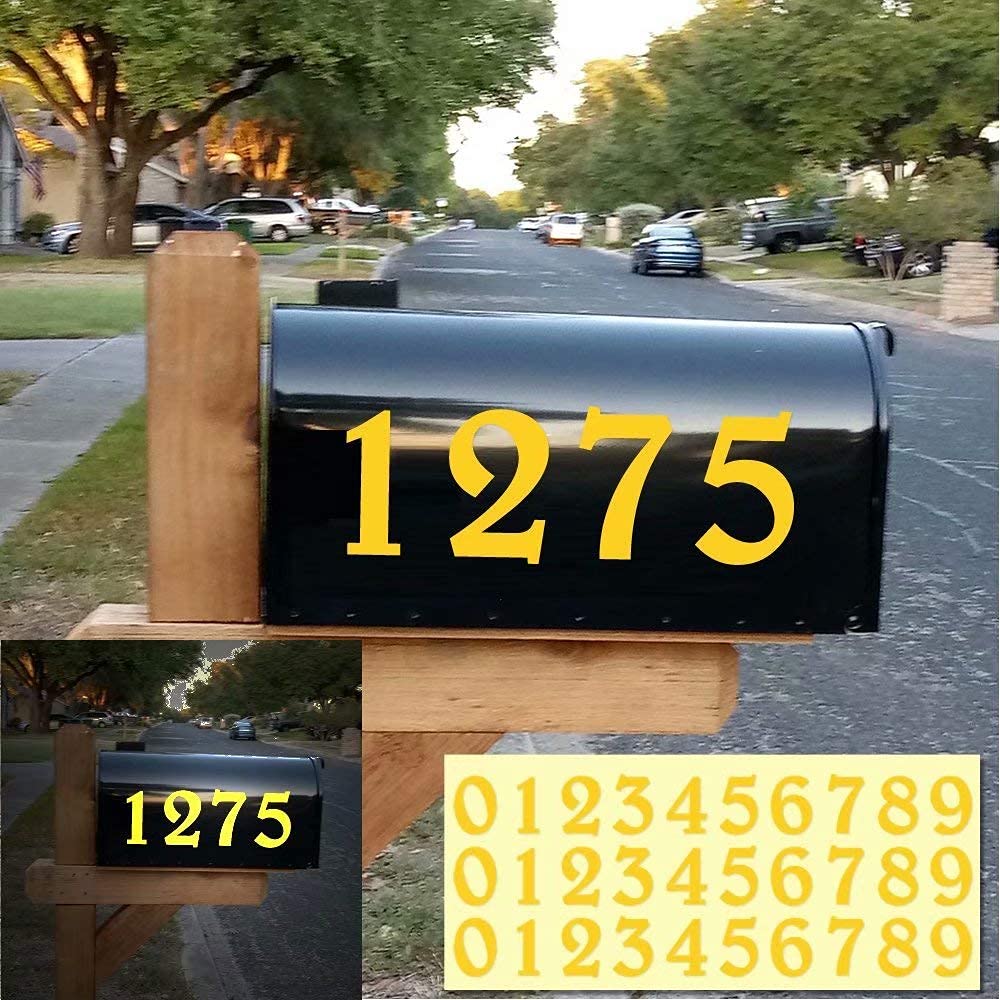 Snapklik.com : Diggoo Reflective Yellow Mailbox Numbers Sticker Decal ...