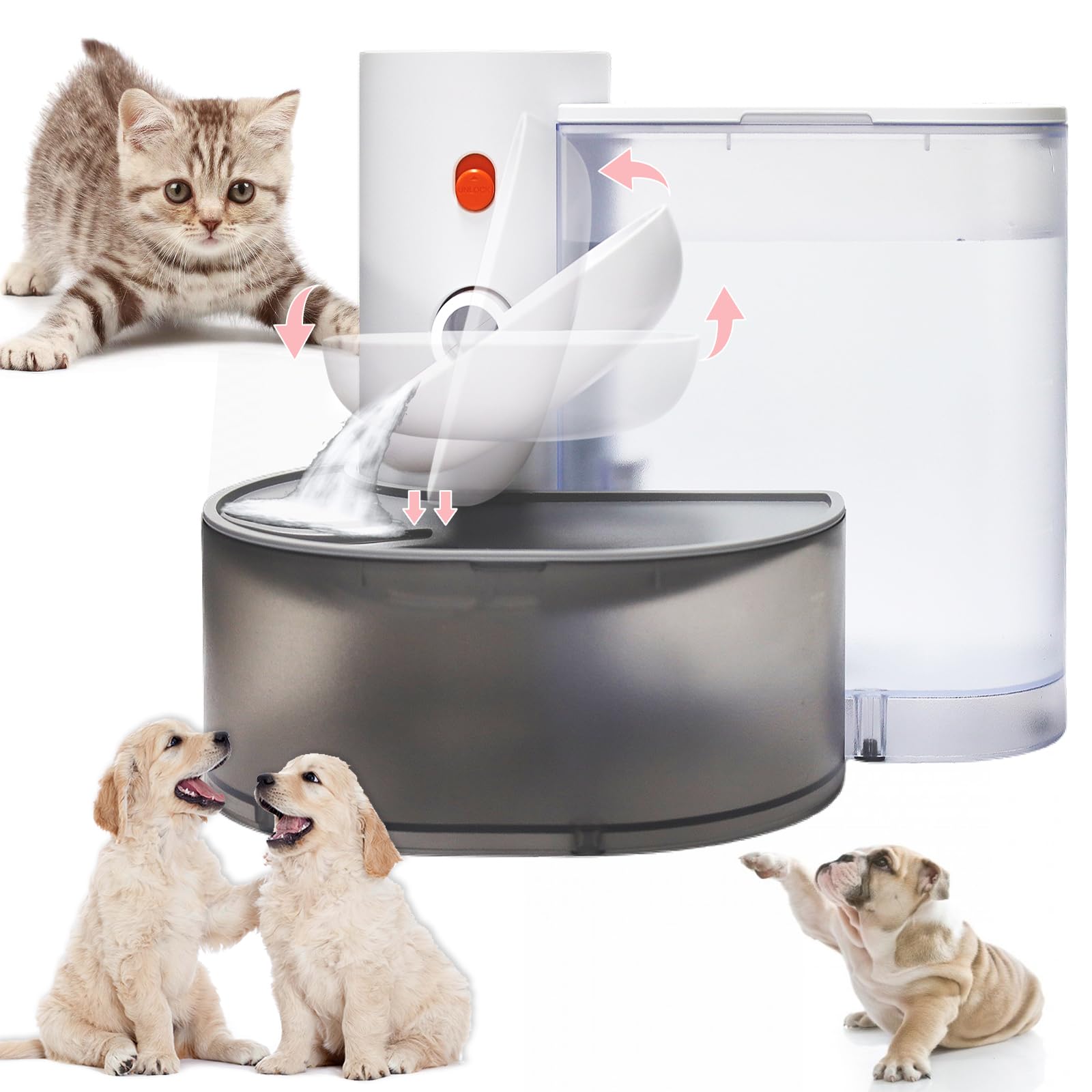 Snapklik.com : PAKESI Smart Cat Water Fountain, Filterless 101.5oz/3L ...