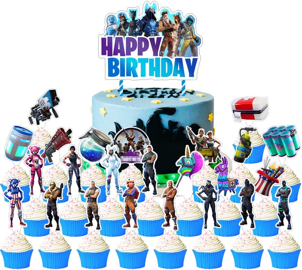 25PCS Video Game Theme Cake Topper Cupcake Toppers for Birthday Party ...