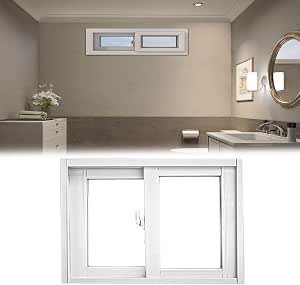 White Aluminum Basement Window 31"W x 12"H, Lockable Horizontal Sliding ...