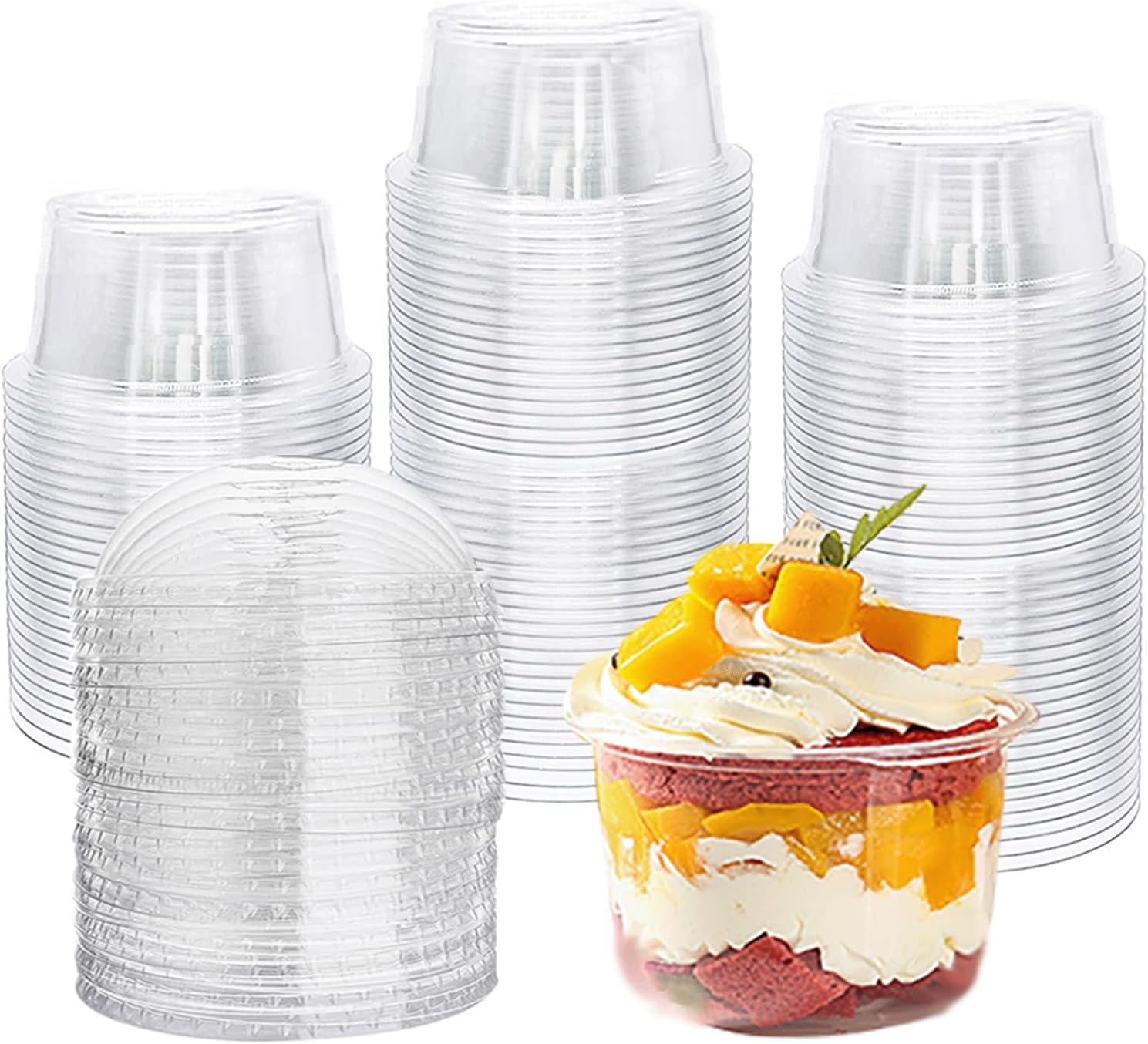 Amazon.com: PLASTRA 100pcs 8oz Disposable Clear Plastic Cups with Dome ...