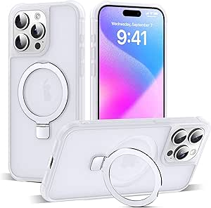 Amazon.com: SKYLMW Compatible with iPhone 15 Pro Max Case with Invisible Magnetic O-Ring Stand ...