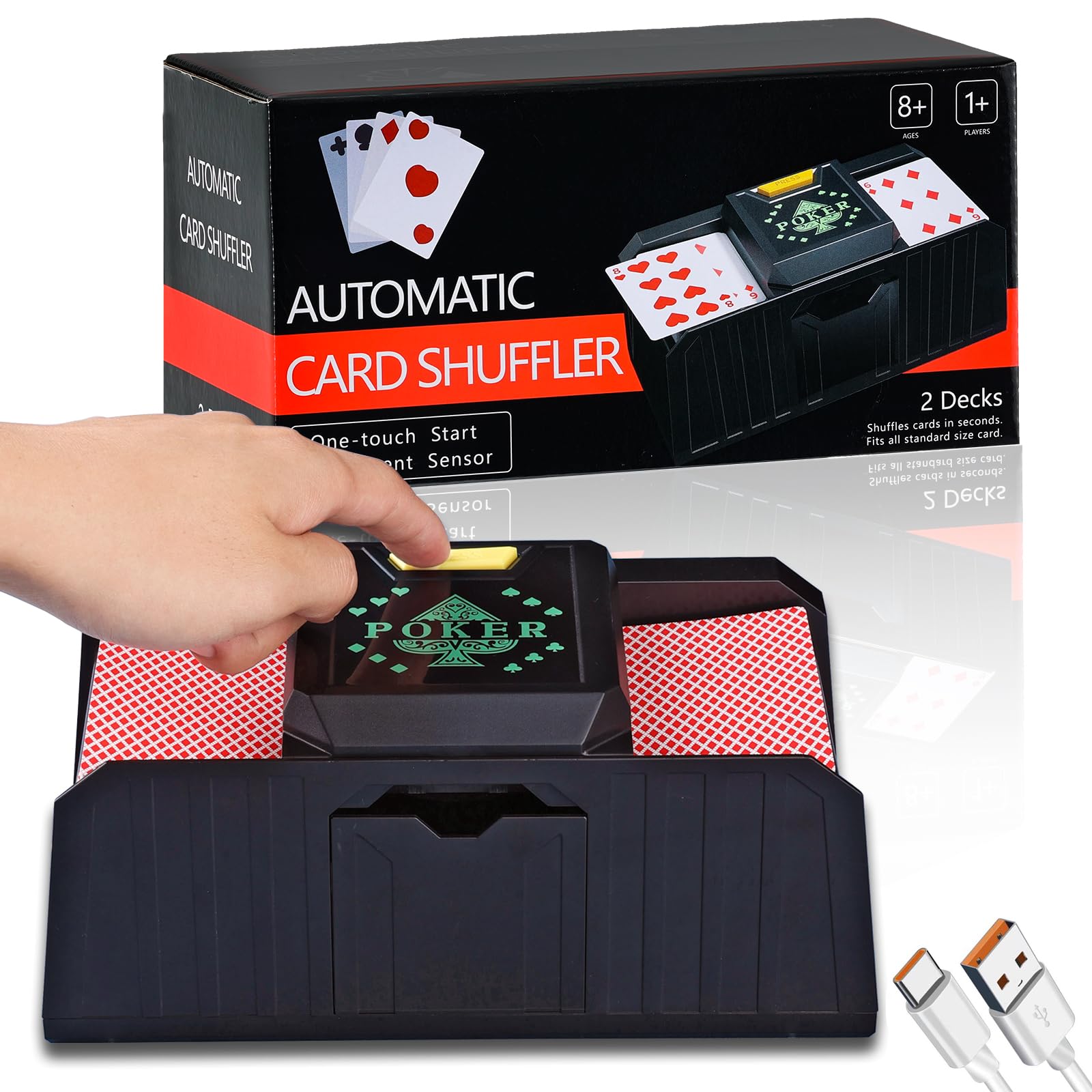 Amazon.com : HJCMikee 1-2 Decks Automatic Card Shuffler with Optical ...