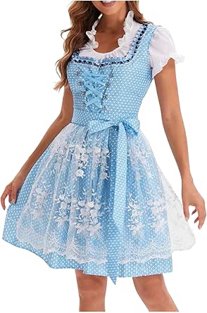 Amazon.com: Womens Oktoberfest Costume Dirndl Dresses Set German Dress ...