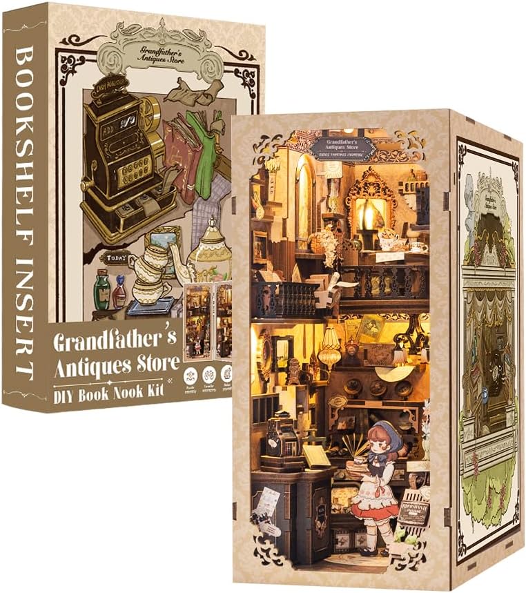 Amazon.com: Fsolis Book Nook Kit, DIY Miniature Model Building Kit with ...