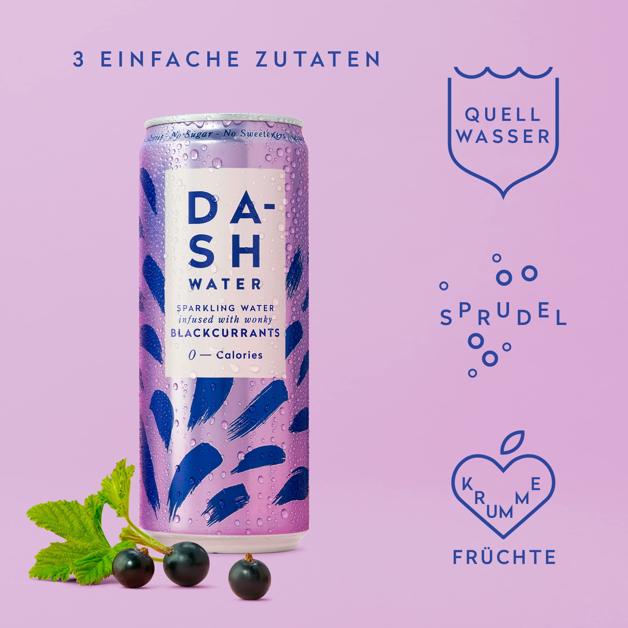 Dash Water Blackcurrant - 12 x Flavoured Sparkling Spring Water - NO ...