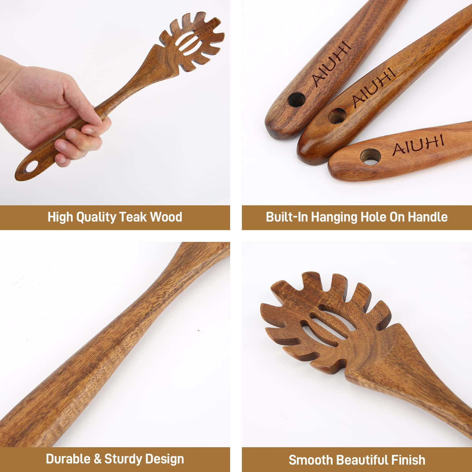 Snapklik.com : Spaghetti Server, Wooden Pasta Spoon,Teak Wood Pasta Server