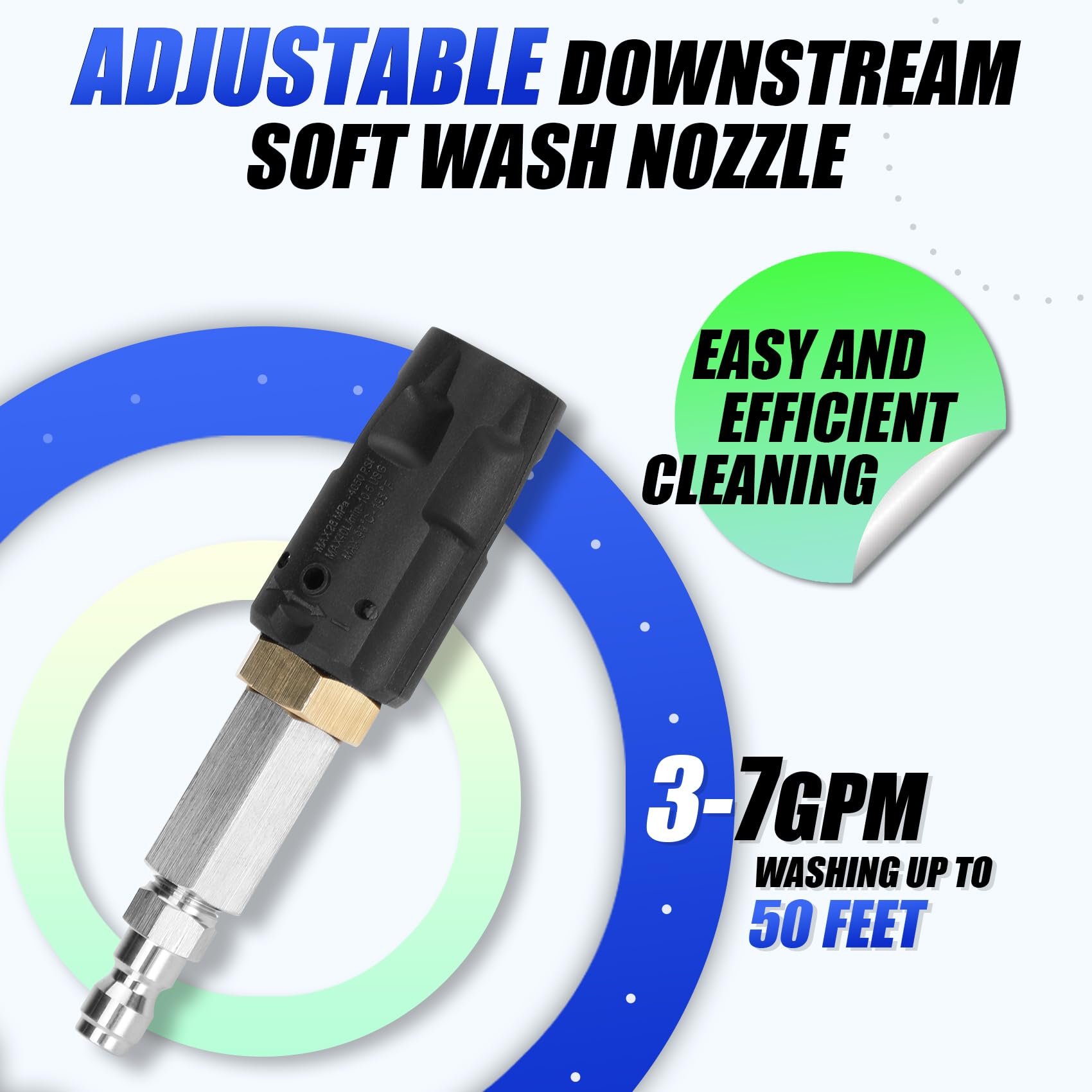 Snapklik.com : Adjustable Downstream Soft Wash Nozzle 3-7 GPM- Secure ...
