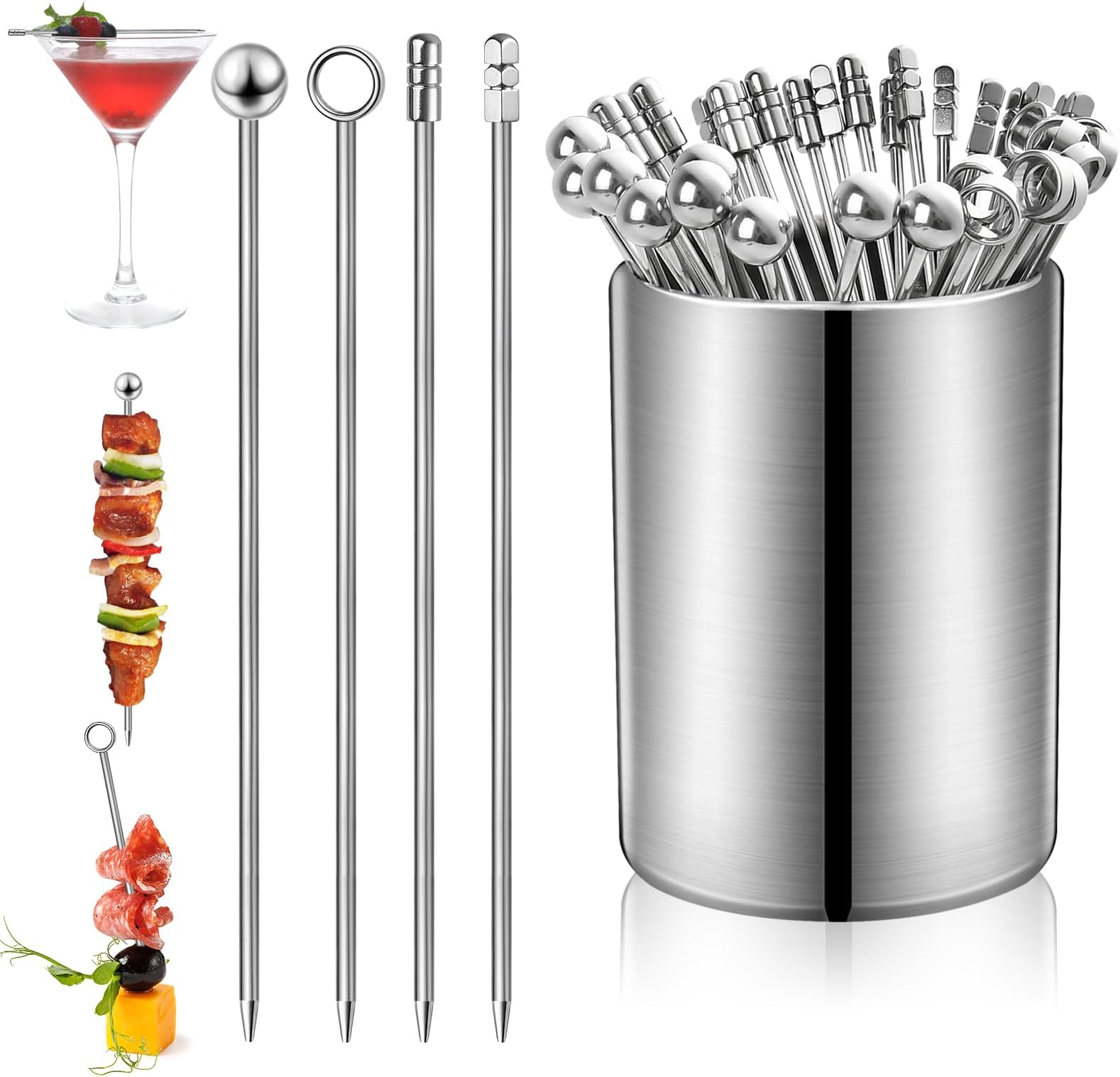Amazon.com | Lainballow 40 Pcs Metal Cocktail Picks, 4.3" Cocktail ...