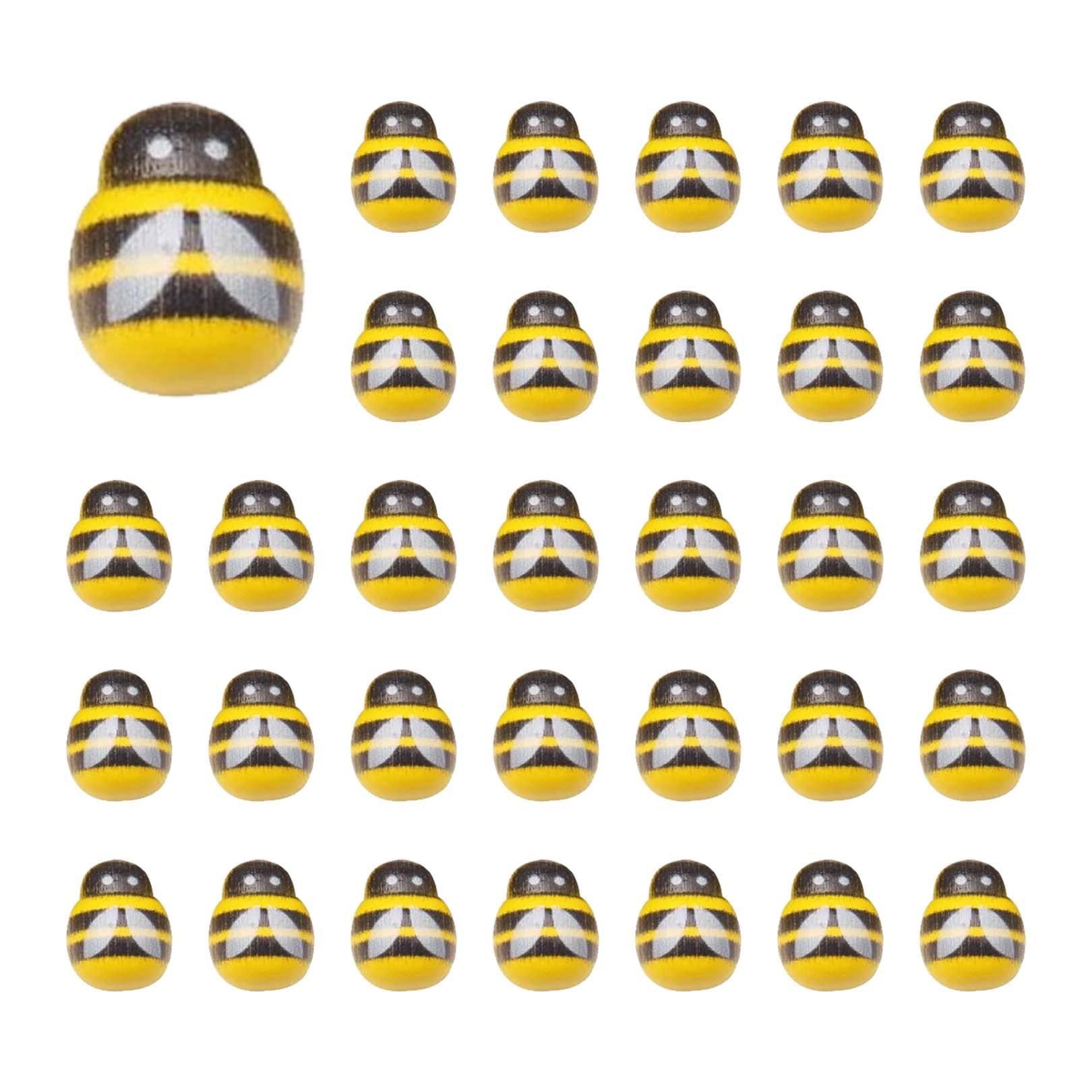 60Pcs Self Adhesive Bee Stickers,Self Adhesive Bee Wooden Decor ...