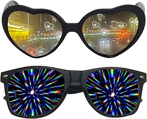 Amazon.com: Heart Sunglasses Heart Effect Diffraction Glasses Festival ...