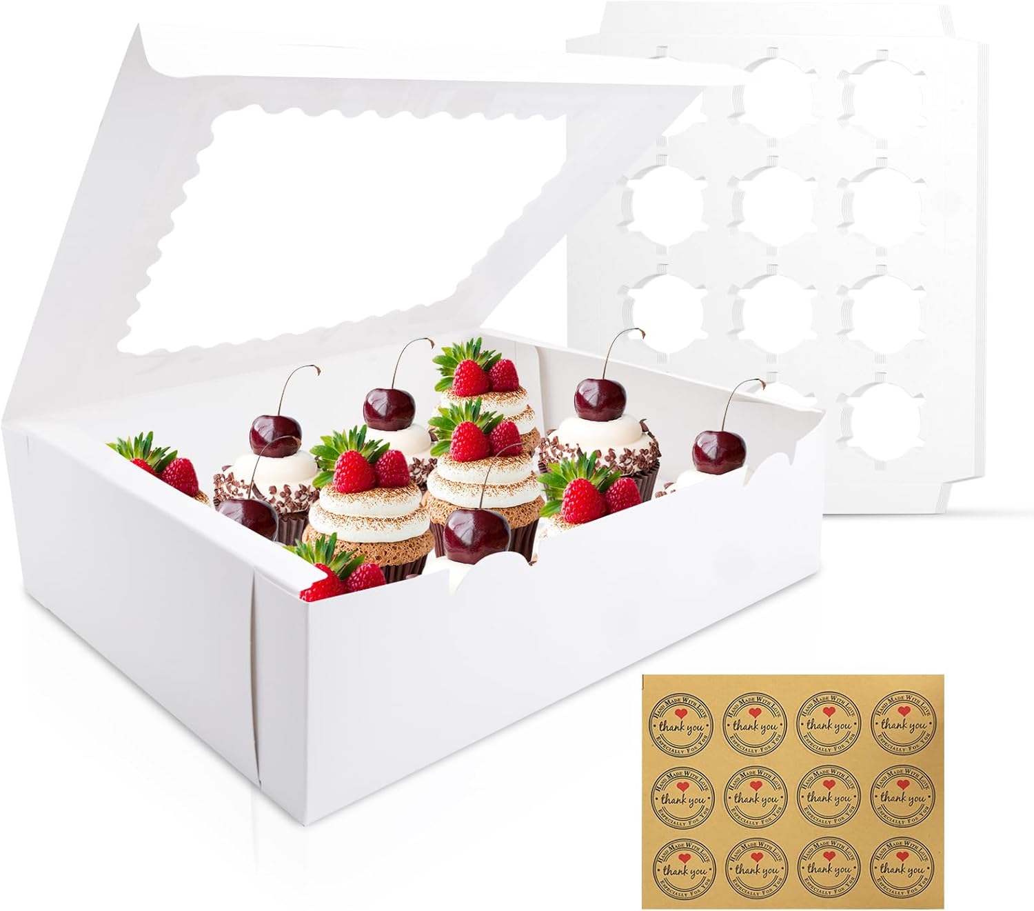 Amazon.com: Luck.WH 12PCS Cupcake Boxes 12 Count Cupcake Container with ...
