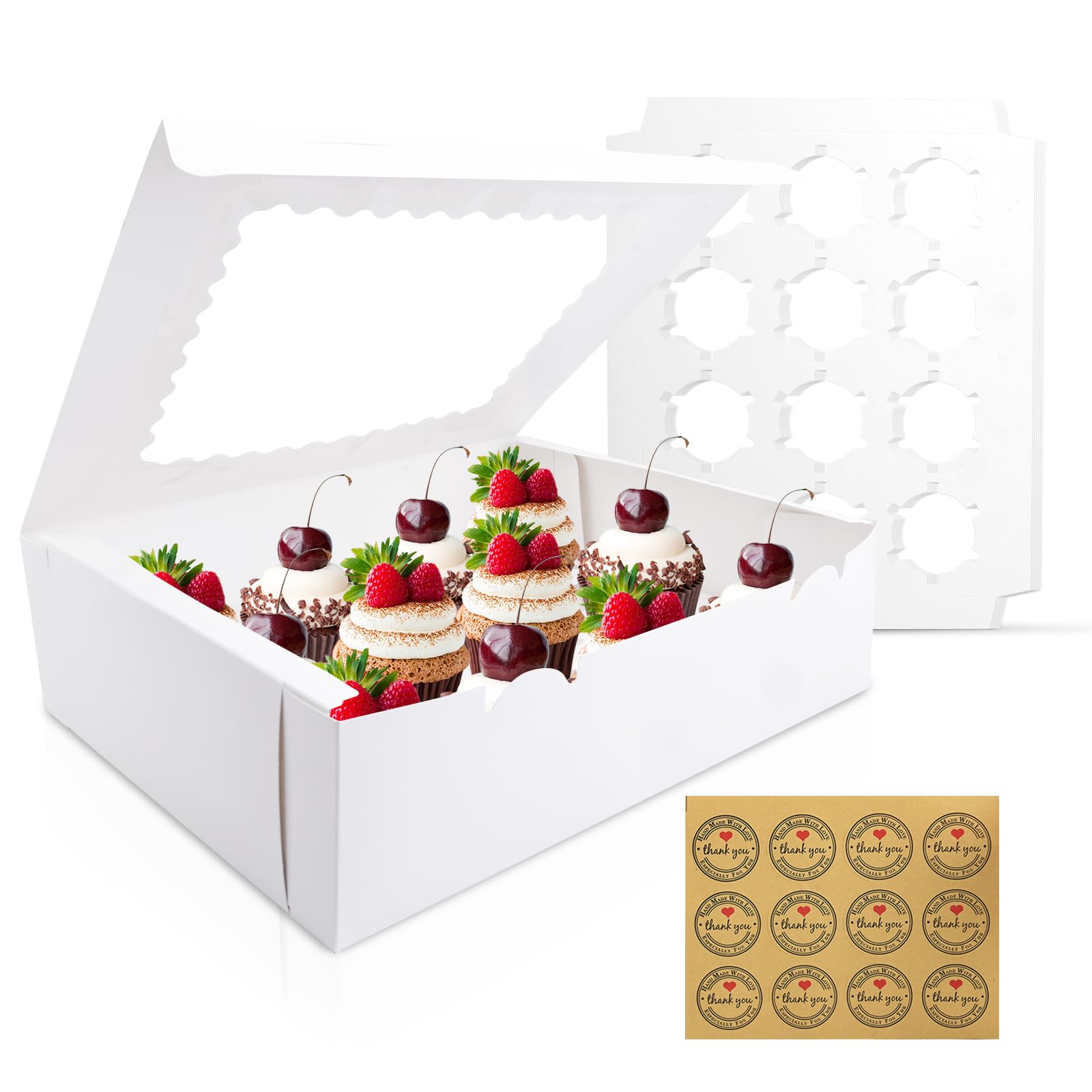 Amazon.com: Luck.WH 12PCS Cupcake Boxes 12 Count Cupcake Container with ...