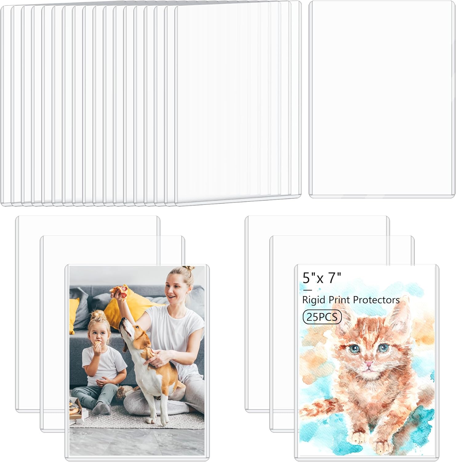 Amazon.com : AKONEGE 25PCS 5" x 7" Rigid Print Protectors Clear ...