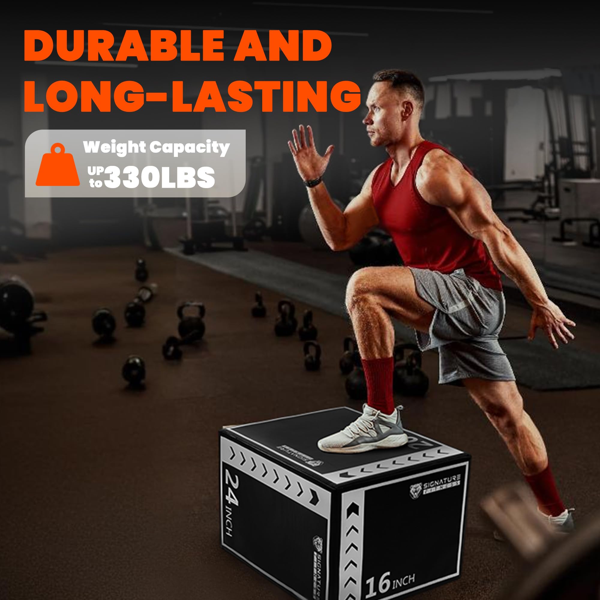 Snapklik.com : Plyo Box, 3-in-1 Foam Plyometric Jump Box, 16”x20”x24 ...