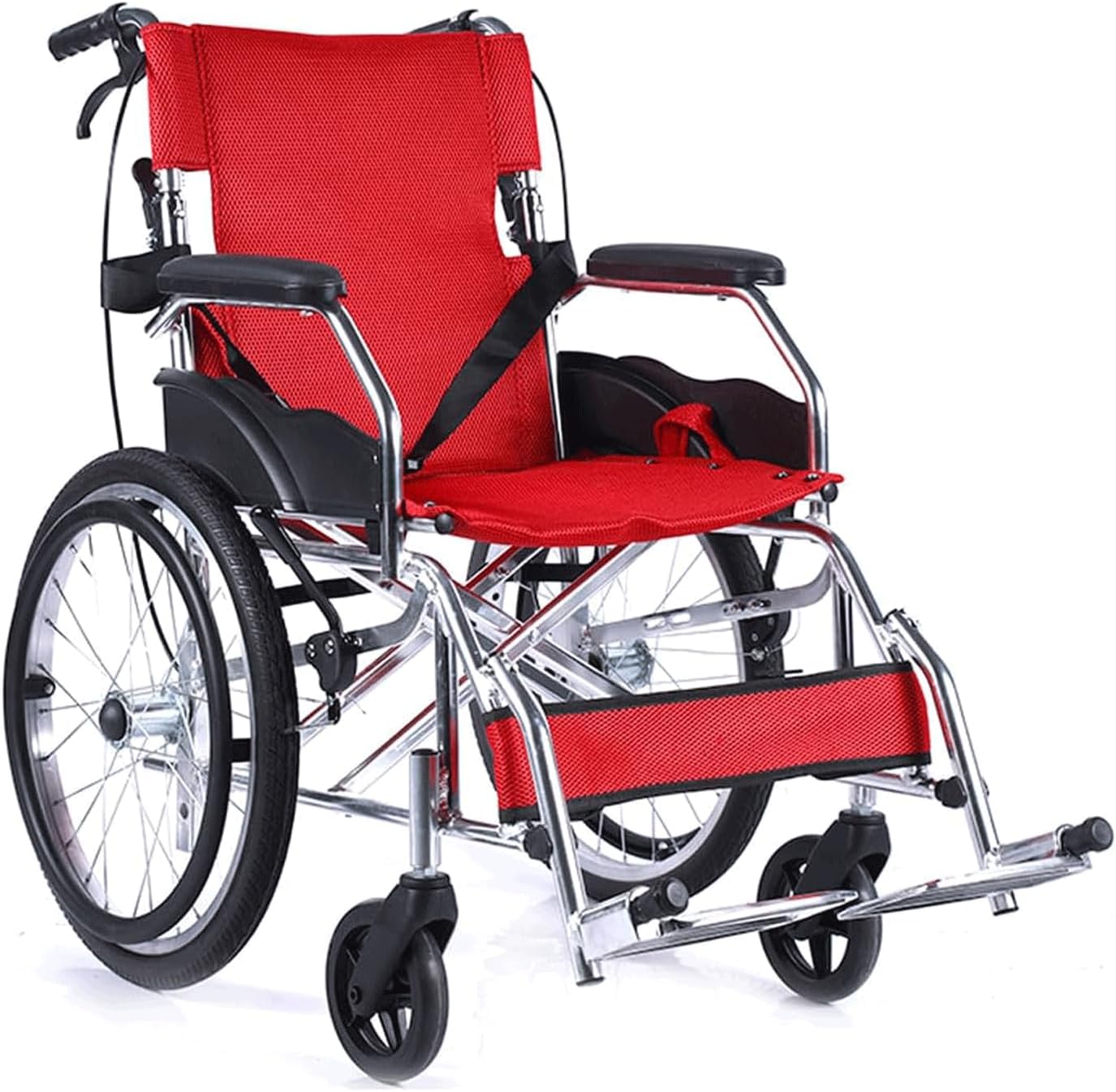 Amazon.com: Transport Chair Portable Aluminum Wheelchair Double Armrest ...