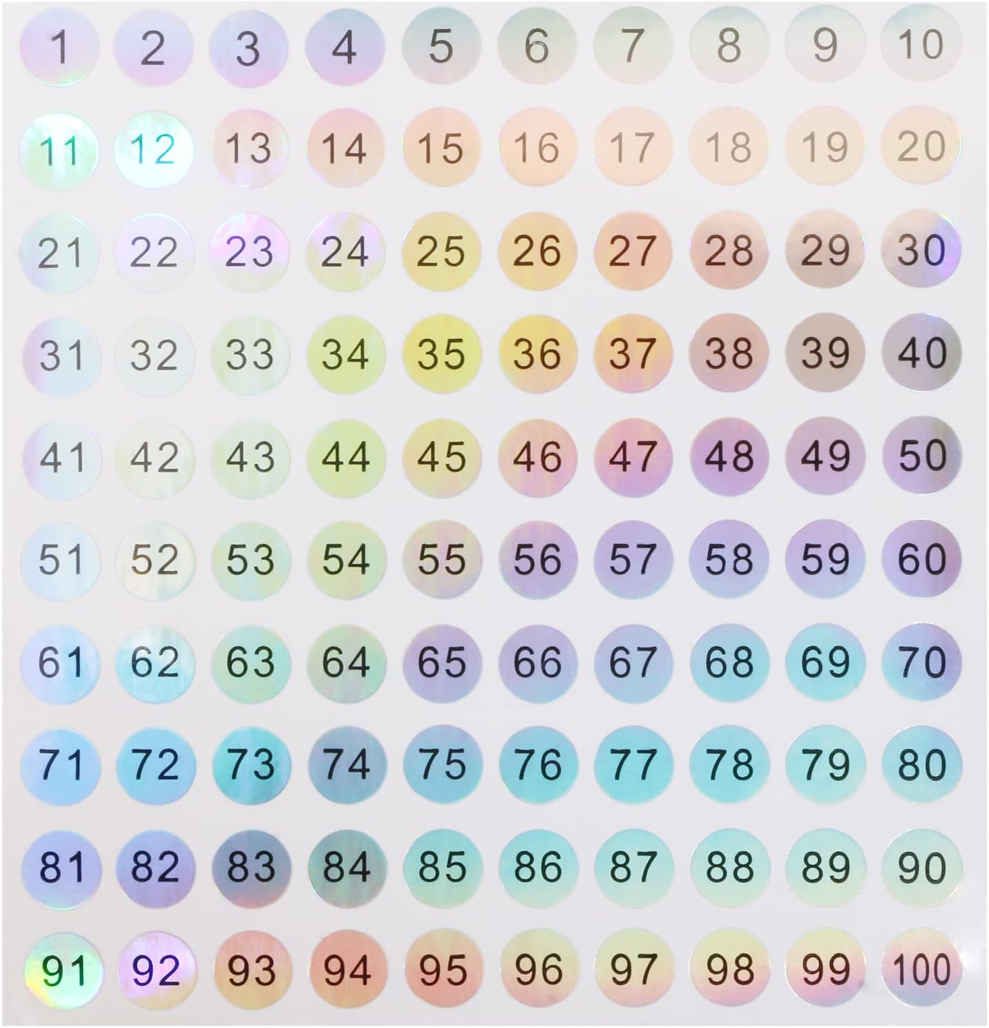Amazon.com : 14 Sheets Laser Number Stickers, Self-Adhesive Small Round ...