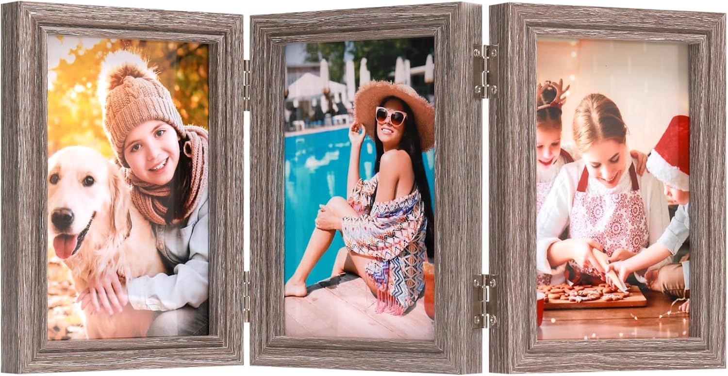 Amazon.com - POILKMNI, 4x6 Three Picture Frame Trifold Hinged Photo ...