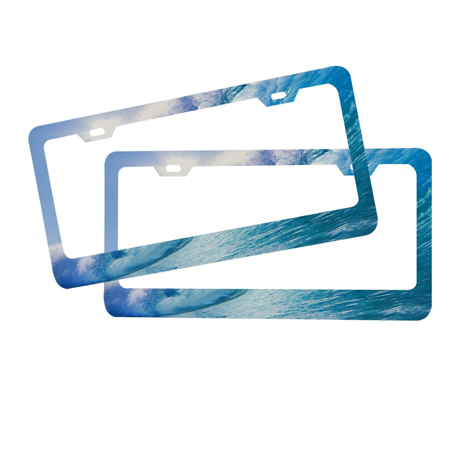 Swono Blue Ocean Wave License Plate Frame,Spectacular Summer Blue Ocean ...