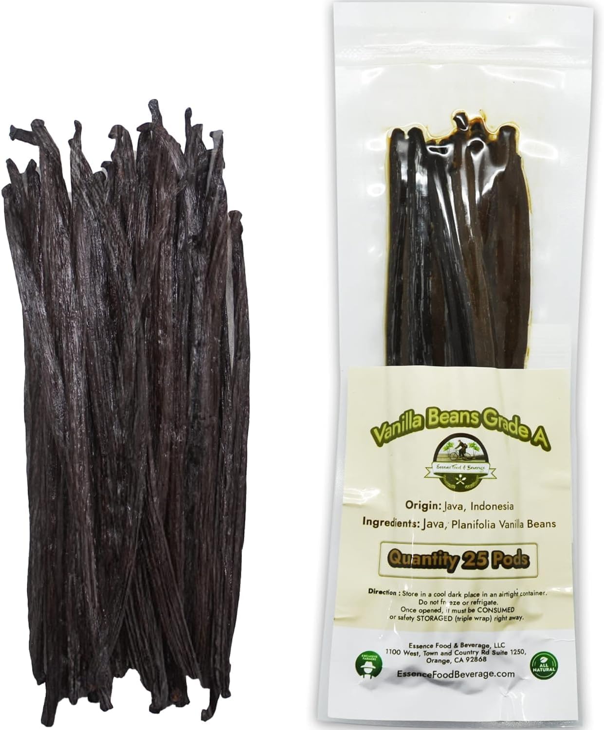 25 Large Vanilla Beans For Making Vanilla Extract Grade A - NON-GMO ...