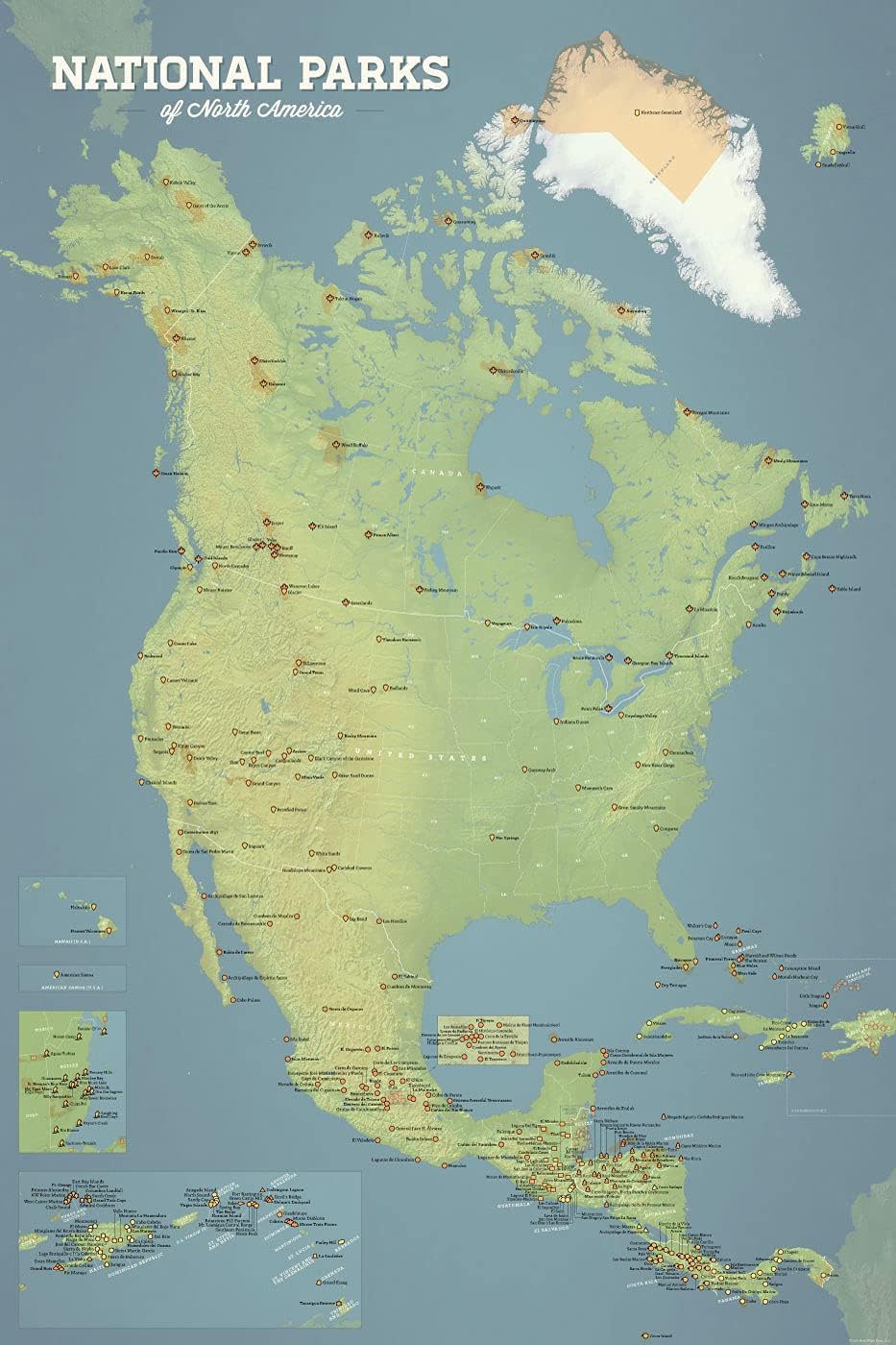 Amazon.com: North America National Parks Checklist Map 24x36 Poster ...