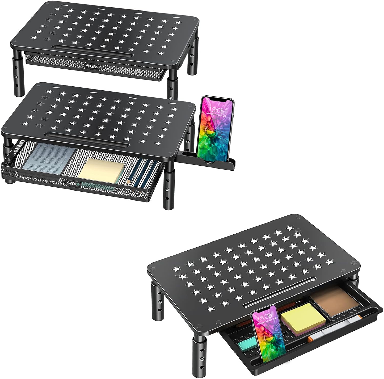 Amazon.com: Zimilar 2pack Monitor Stand Riser with Metal Drawer 1 pack ...