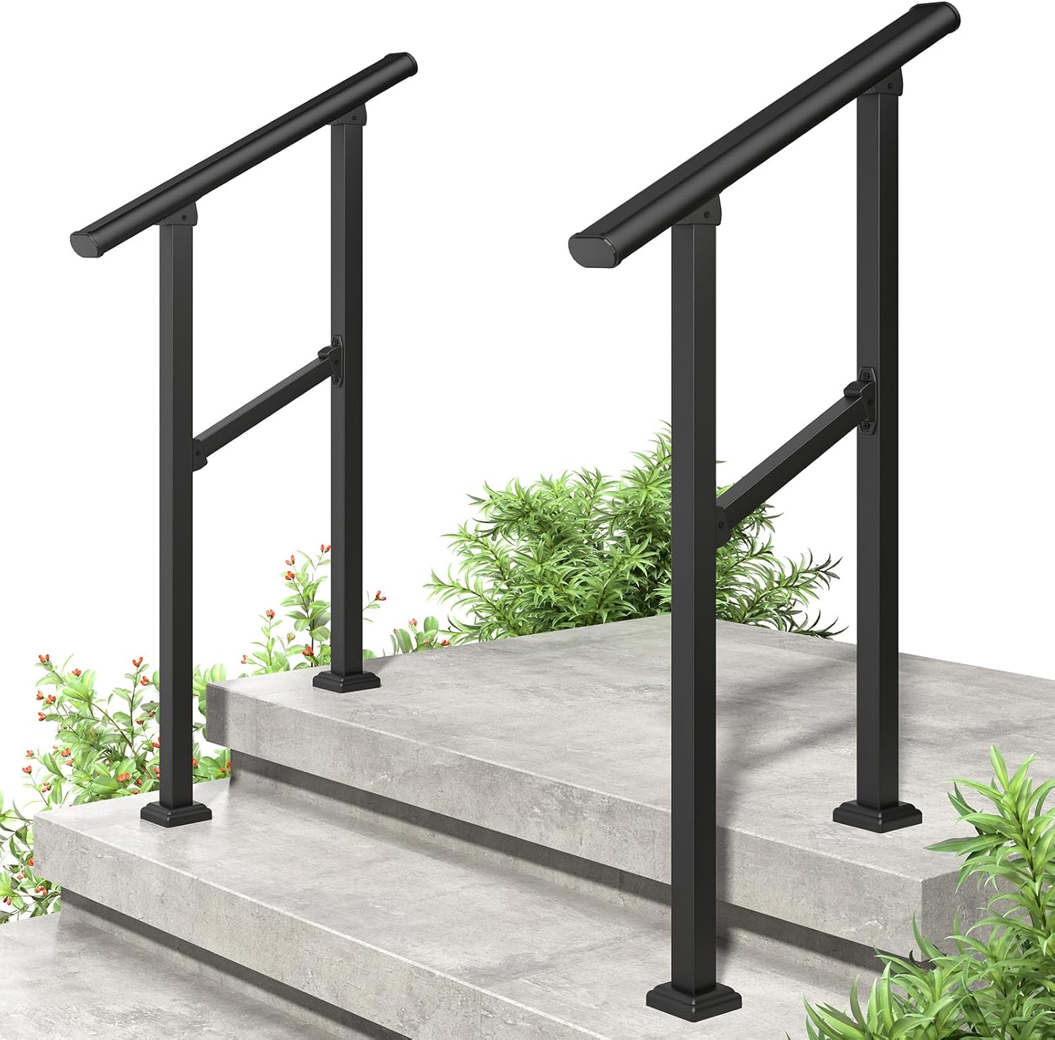 ROOMTEC 2 Pack 2 Step Handrails for Outdoor Steps, Safety Outdoor ...