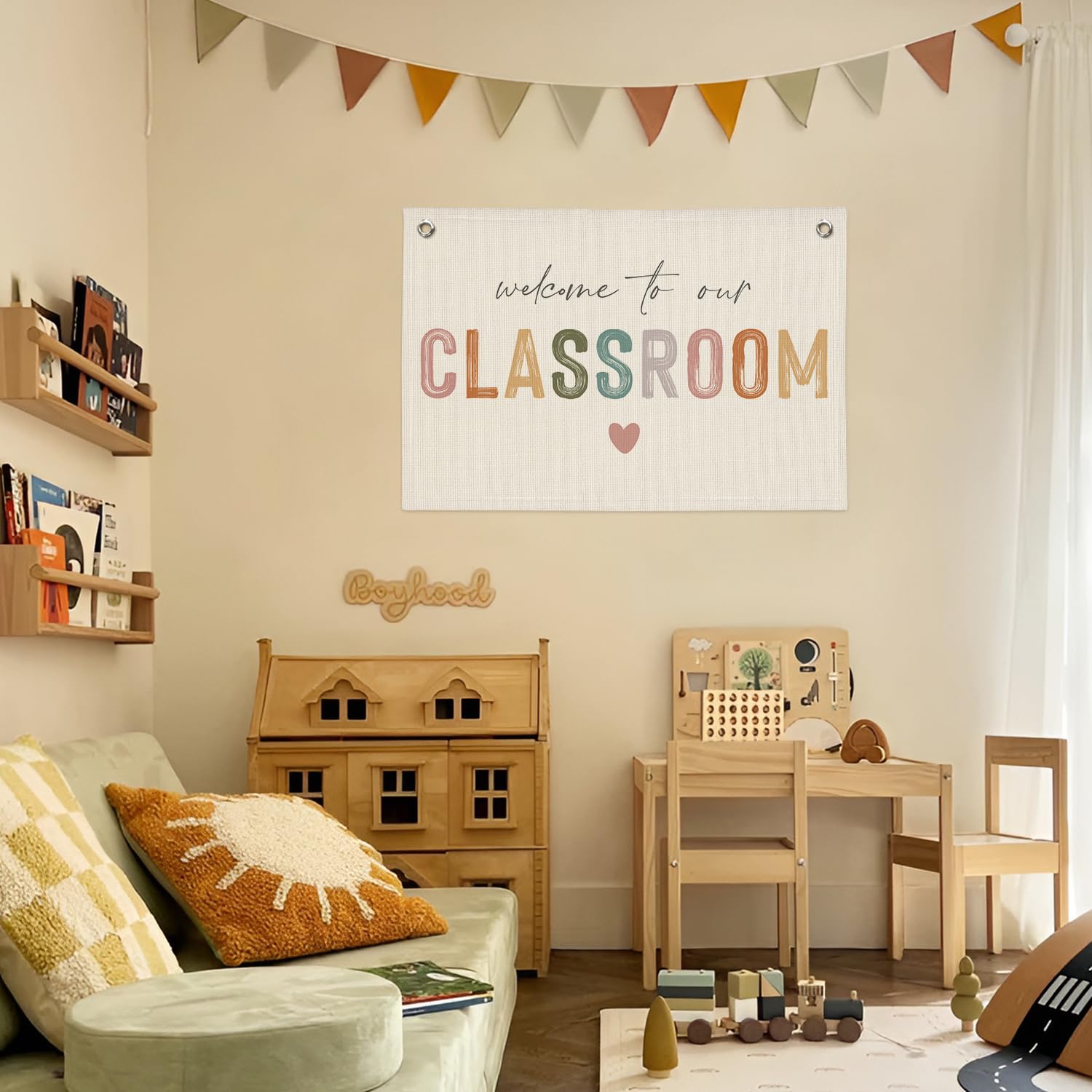 Classroom Sign Boho Rainbow Classroom Decor Welcome Sign FREEBIE Bright ...