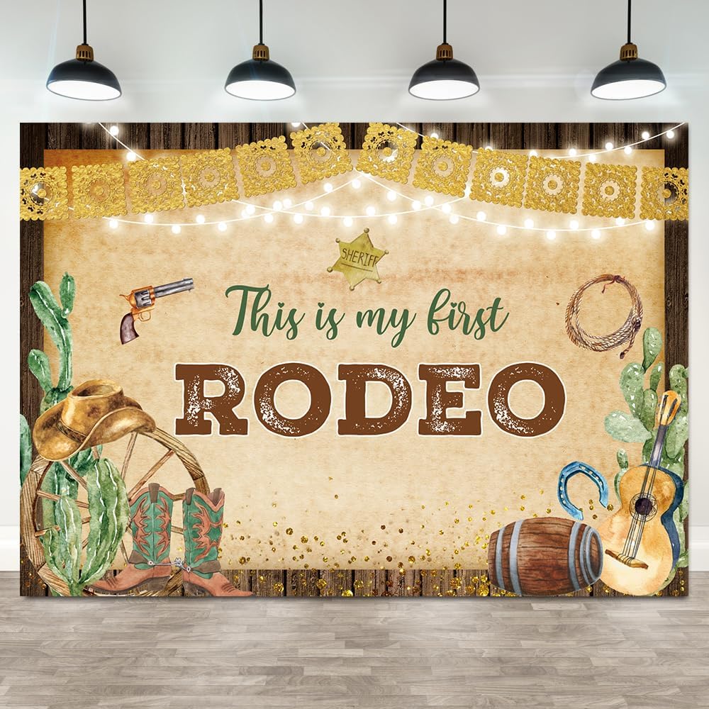 Amazon.com : Hilioens 7×5ft This is My First Rodeo Backdrop Western ...