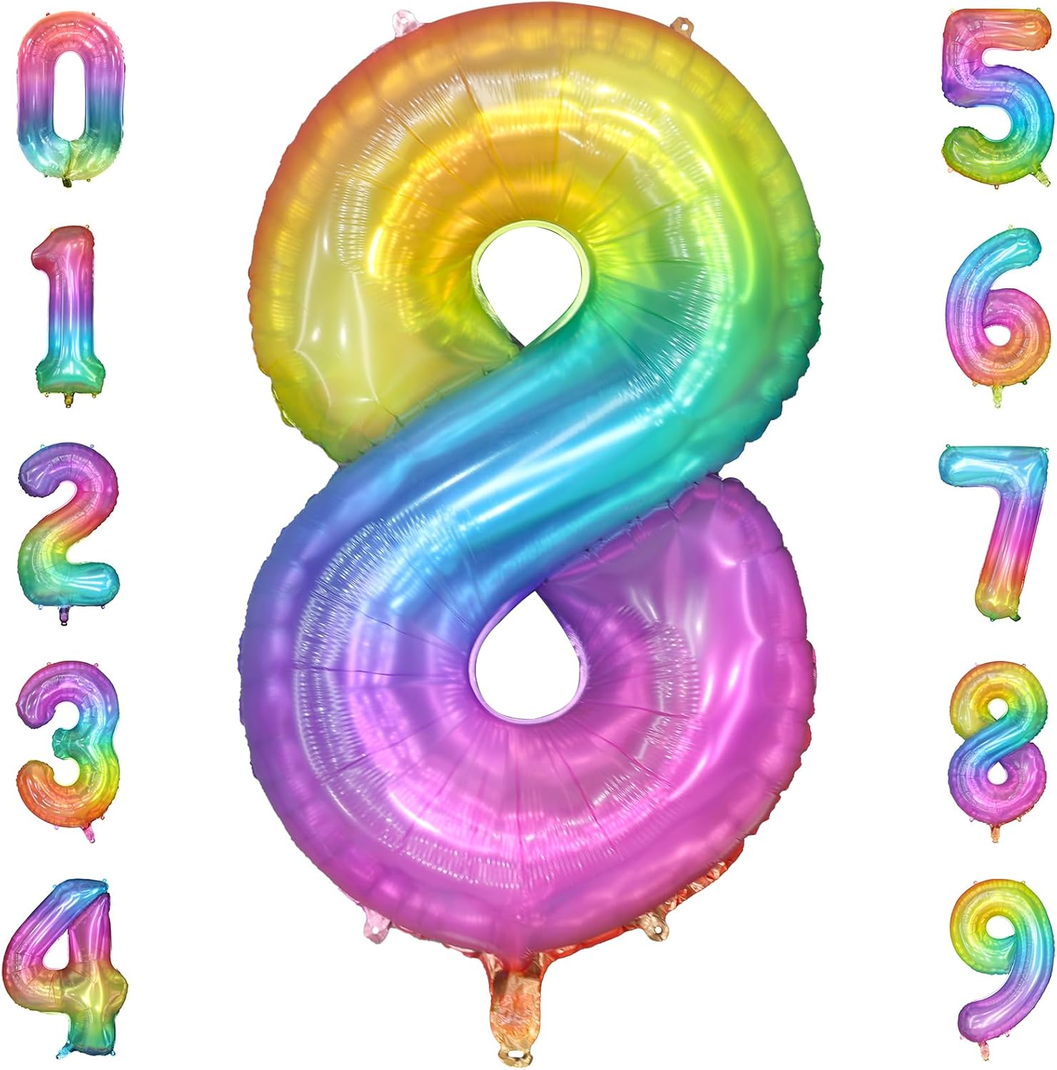 Amazon.com: PatiCool 40 Inch Rainbow Number Balloon 8, Large Number ...