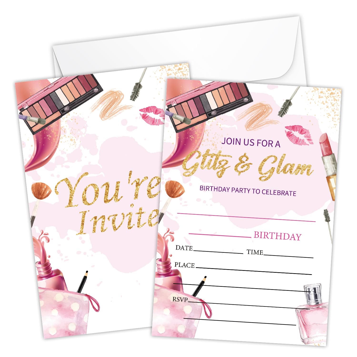 Amazon.com : EUFJDKSL Spa Makeup Birthday Party Invitation Cards for ...