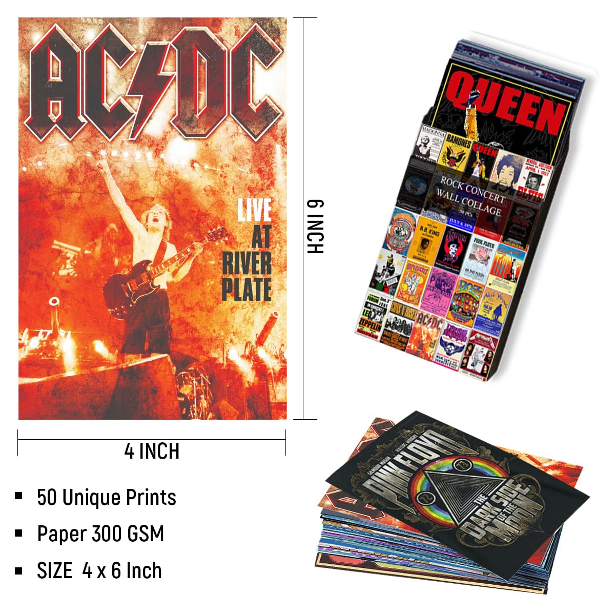 Vintage Rock Wall Collage Kit, Rock Band Posters, Classic Retro Music ...