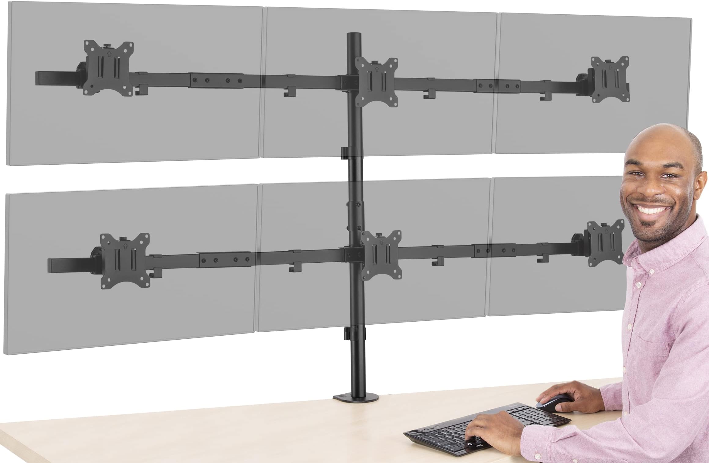 Amazon.com: Stand Steady Clamp-On 6 Monitor Desk Stand | Height ...