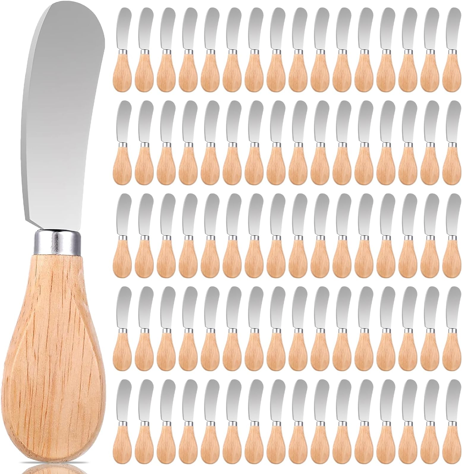 Amazon.com: Yaure Joy 100 Pcs Cheese Spreader Knives with Wooden Handle ...