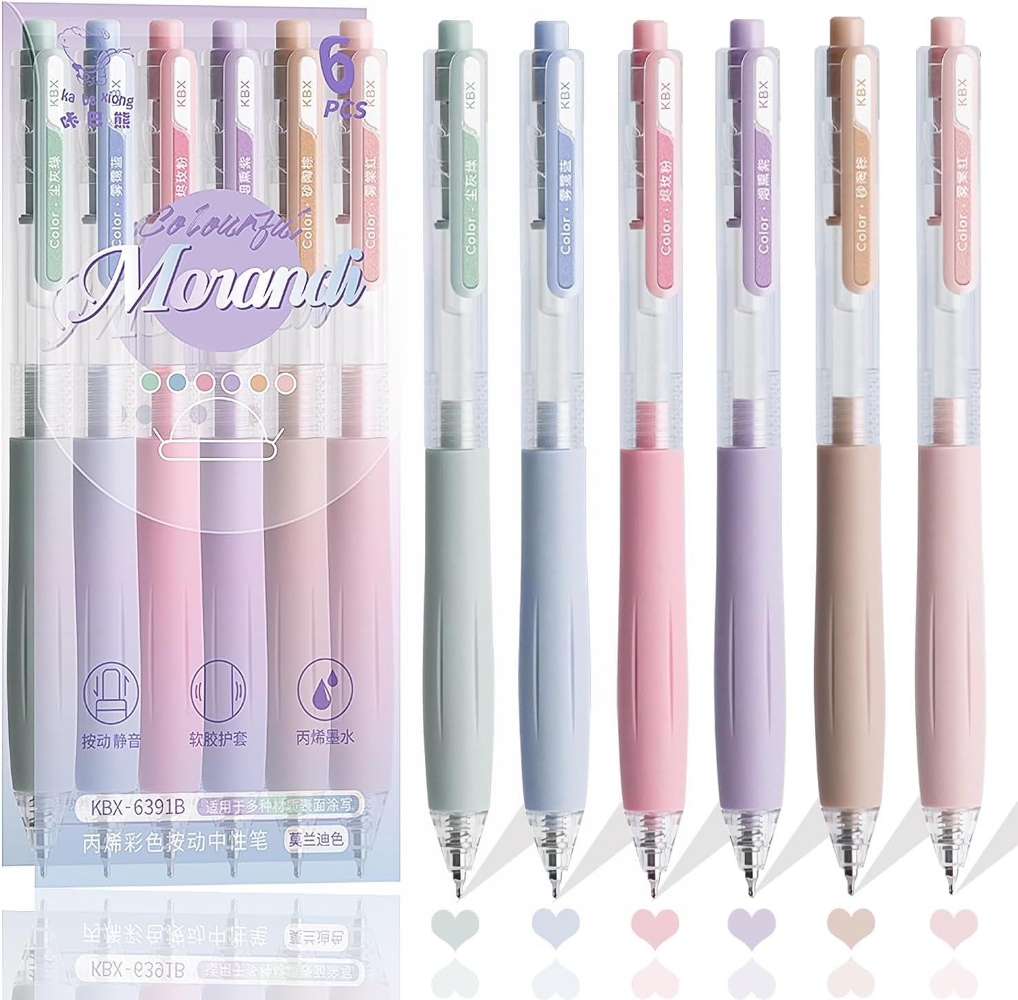 Amazon.com: MHBEW Colorful Gel Pens 6 Colors Retractable Quick Dry Ink ...