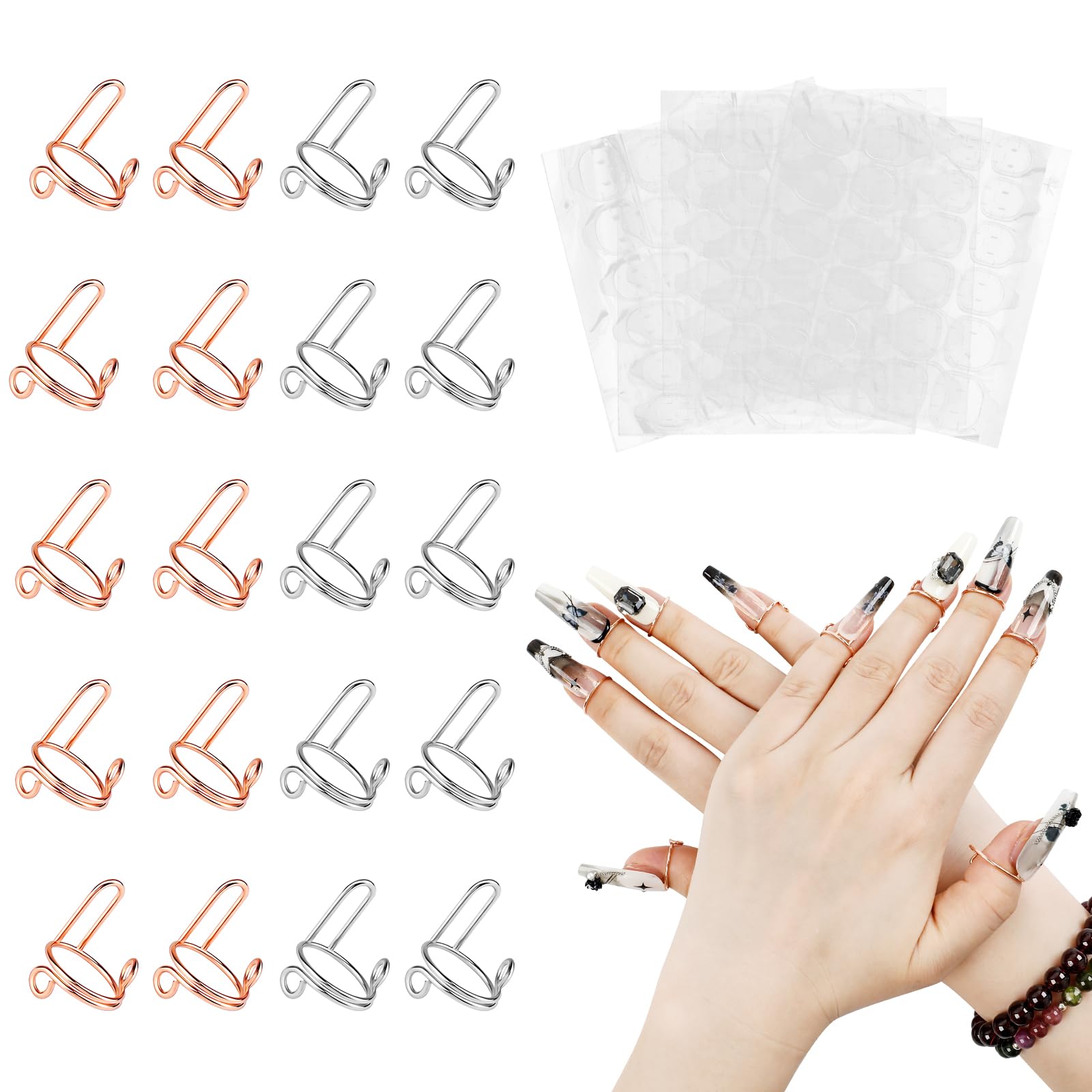 Amazon.com: heemeei 20Pcs Wudu Nail Rings, Size Adjustable Nail Rings ...