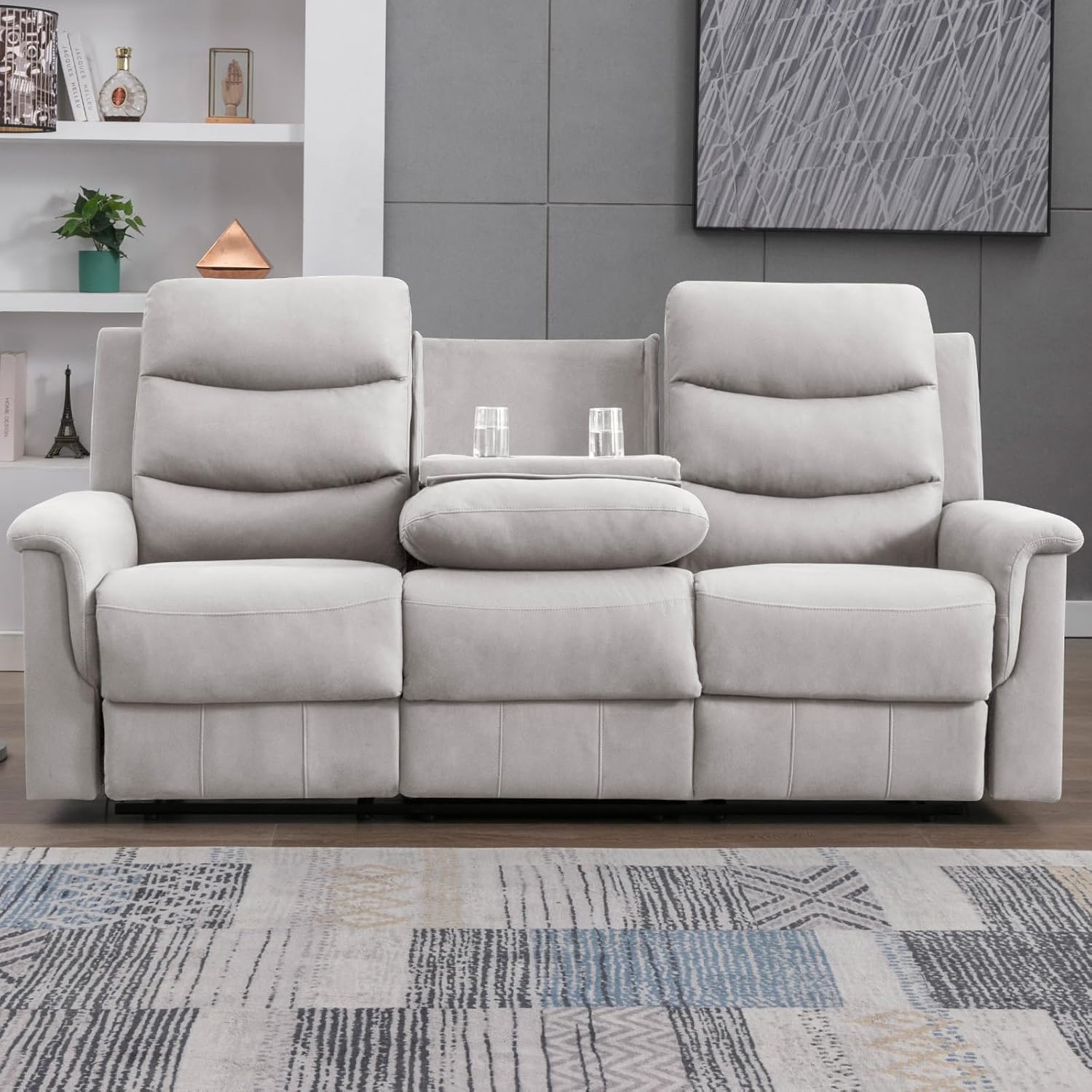 Amazon.com: Mjkone 3 Seater Recliner Couch, Reclining Home Theater ...