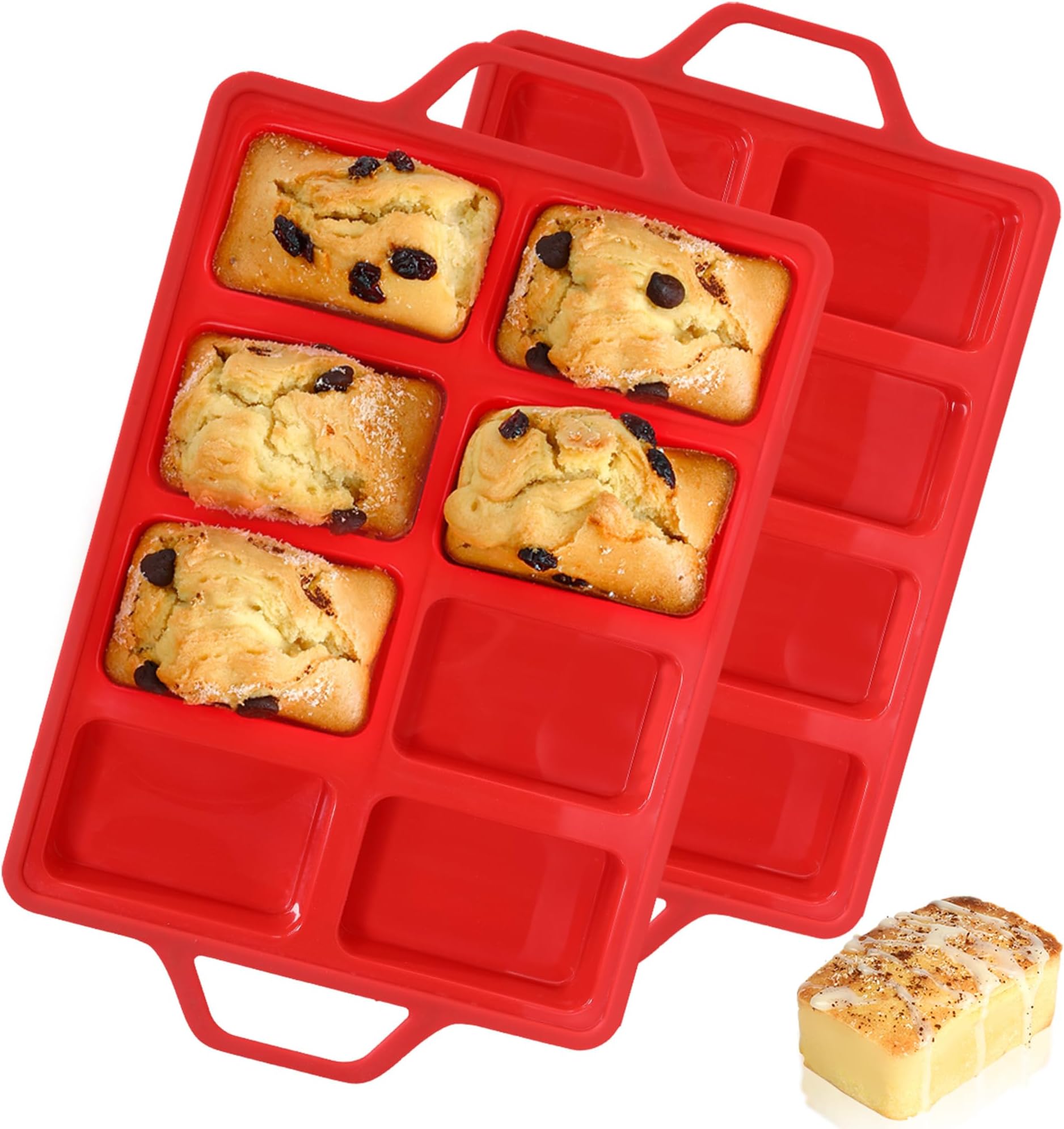 Amazon.com: Baocuan 2 Pack Silicone Mini Bread Loaf Pan Non-Stick Mini ...