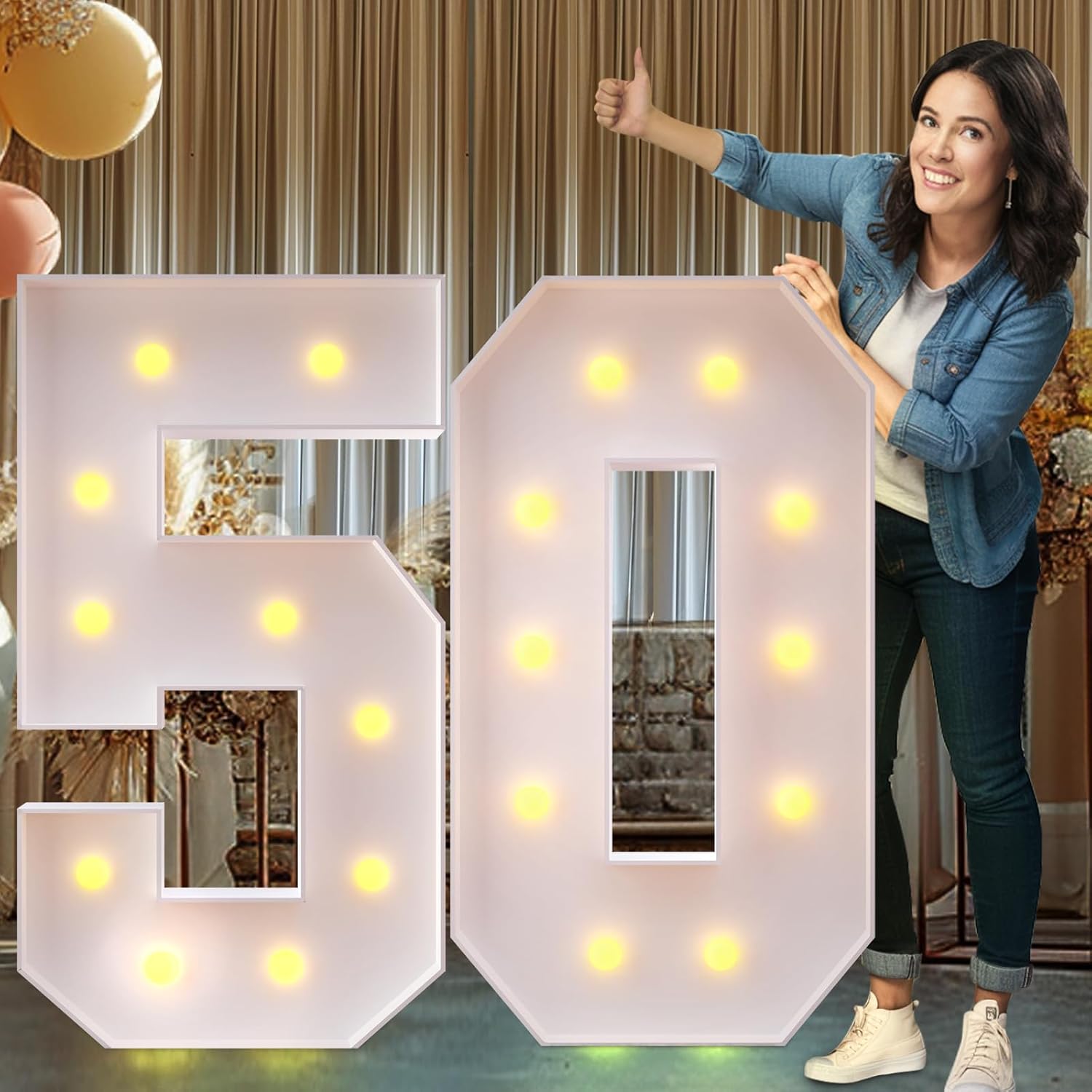 Amazon.com: Rielmox Marquee Light Up Number 50, 4FT Large Birthday ...